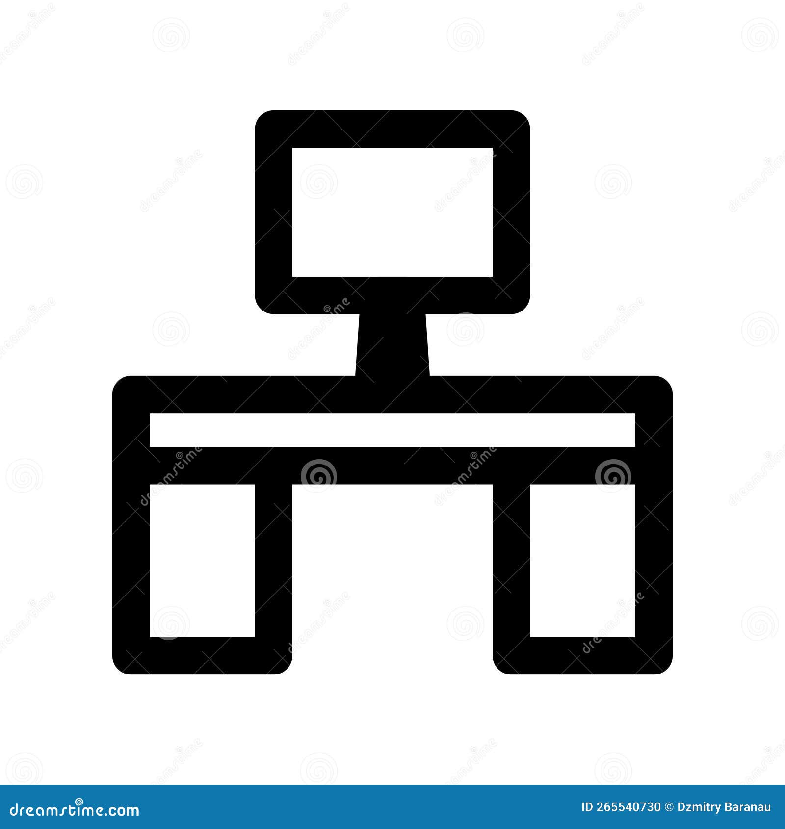 Work Table Icon Line Isolated on White Background. Black Flat Thin Icon ...