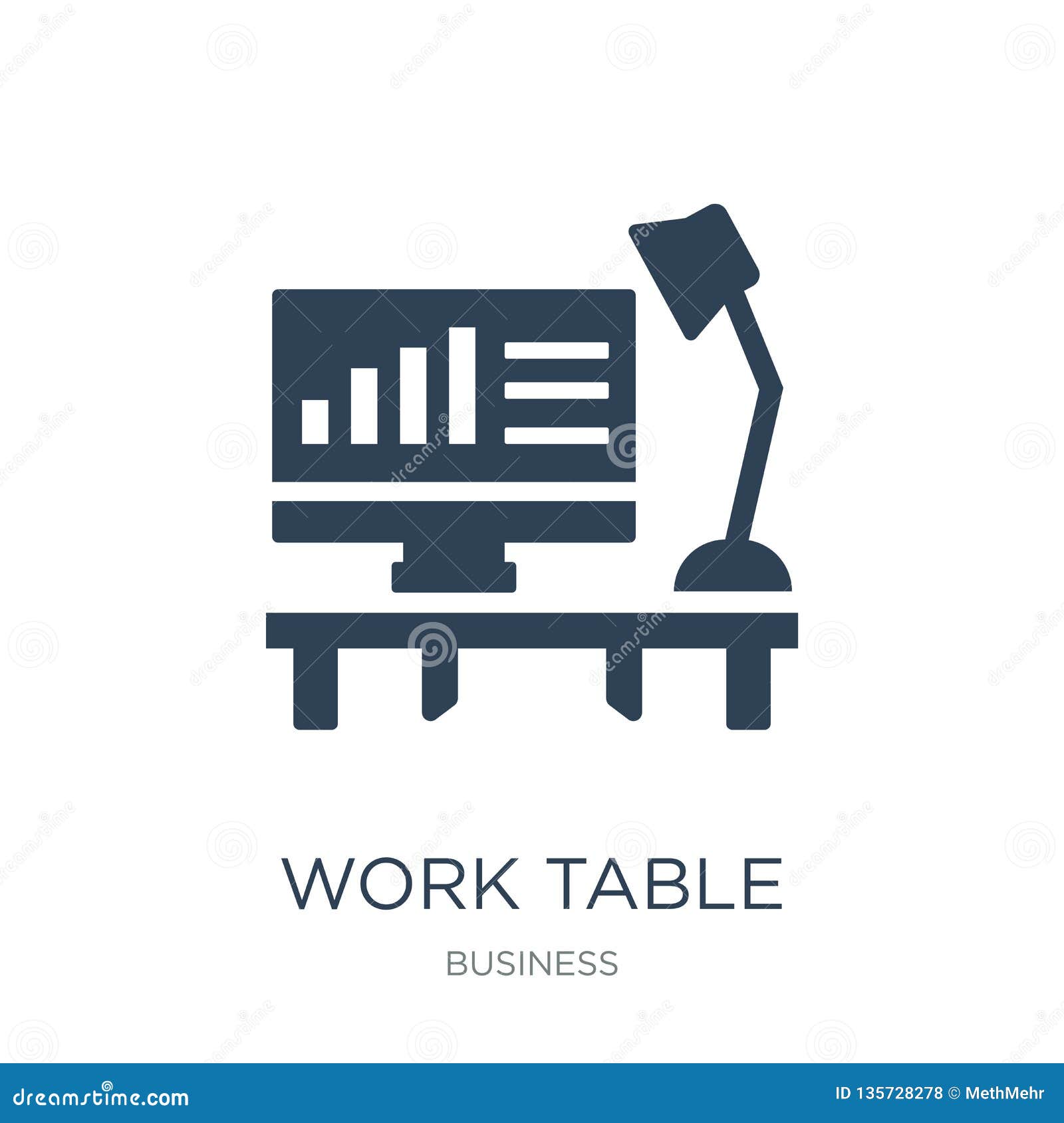 Work Table Icon in Trendy Design Style. Work Table Icon Isolated on ...