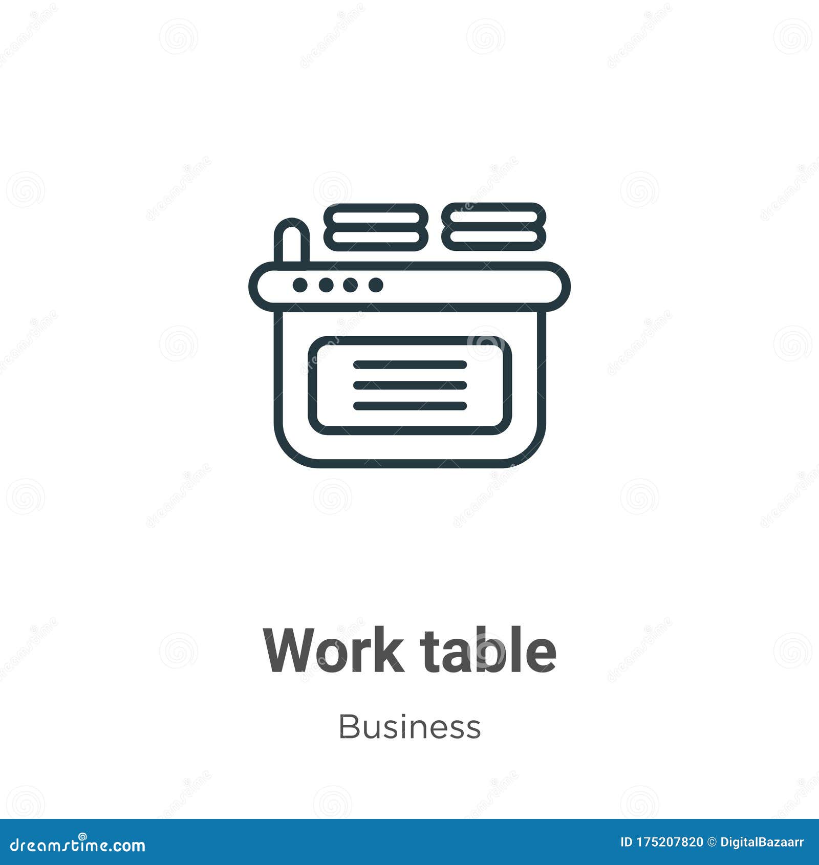 Work Table Outline Vector Icon. Thin Line Black Work Table Icon, Flat ...