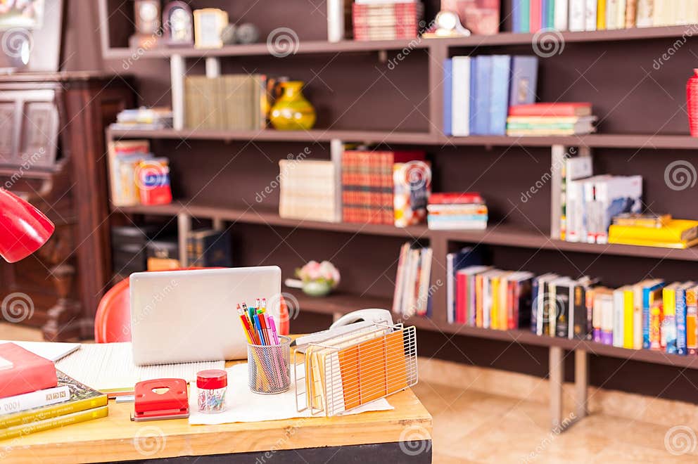Work table and bookseller stock photo. Image of library - 190512226