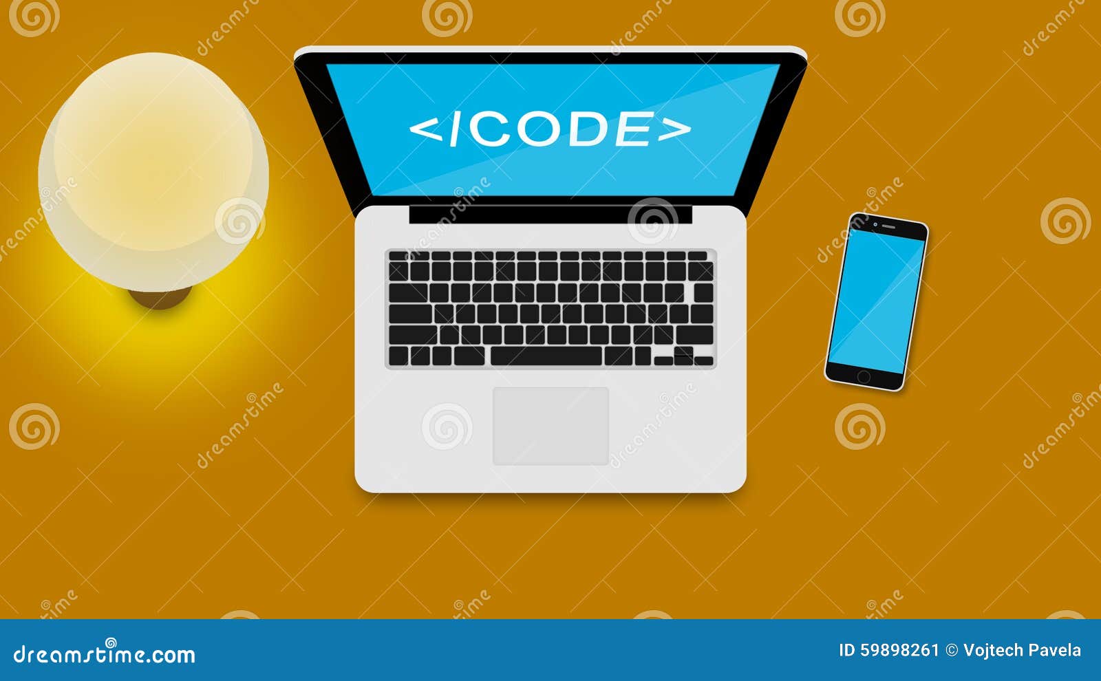 WORK TABLE for WEB CODER stock illustration. Illustration of keyboard ...