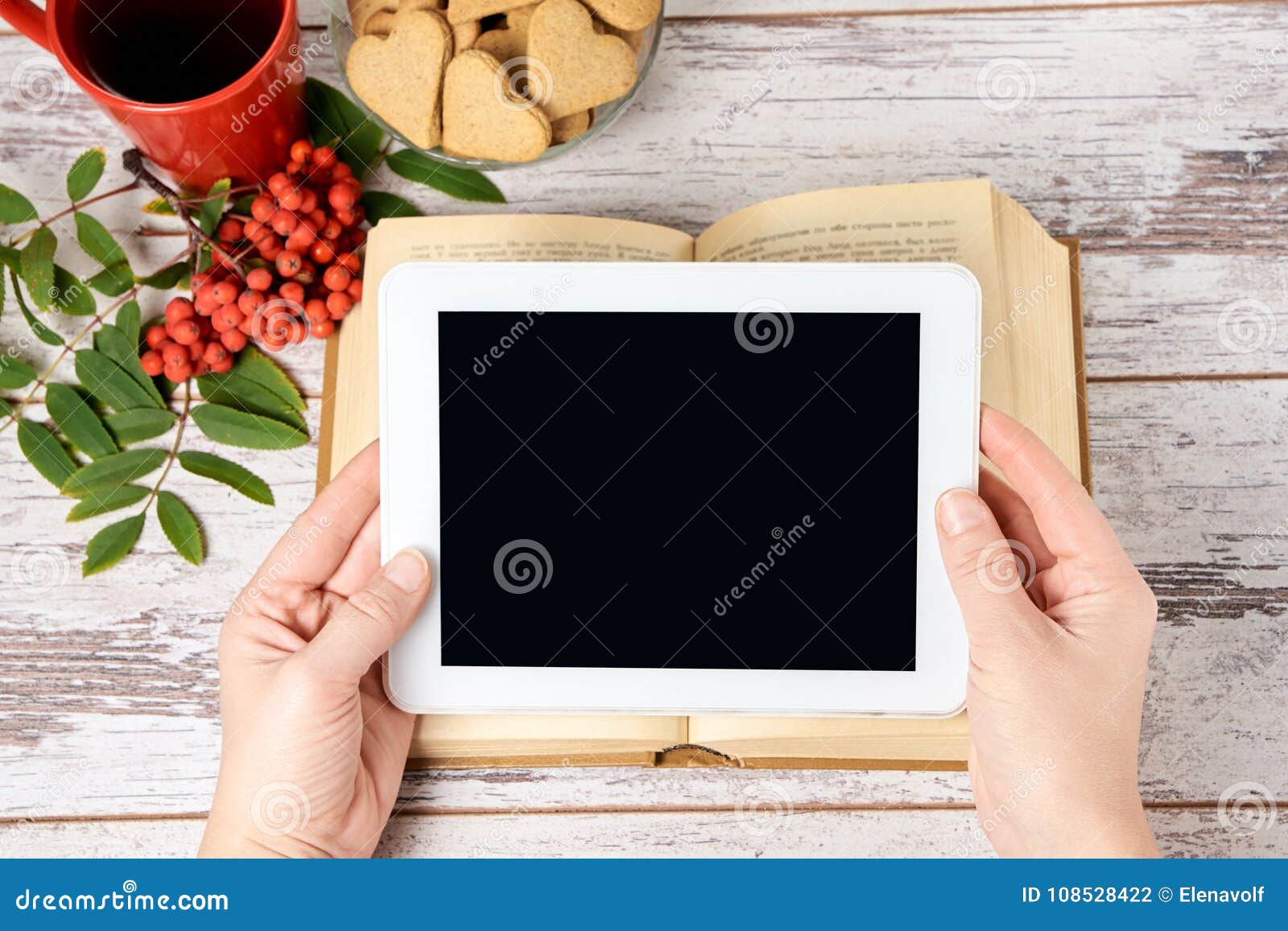 Work on Tablet. Old Versus Modern Stock Photo - Image of finger ...