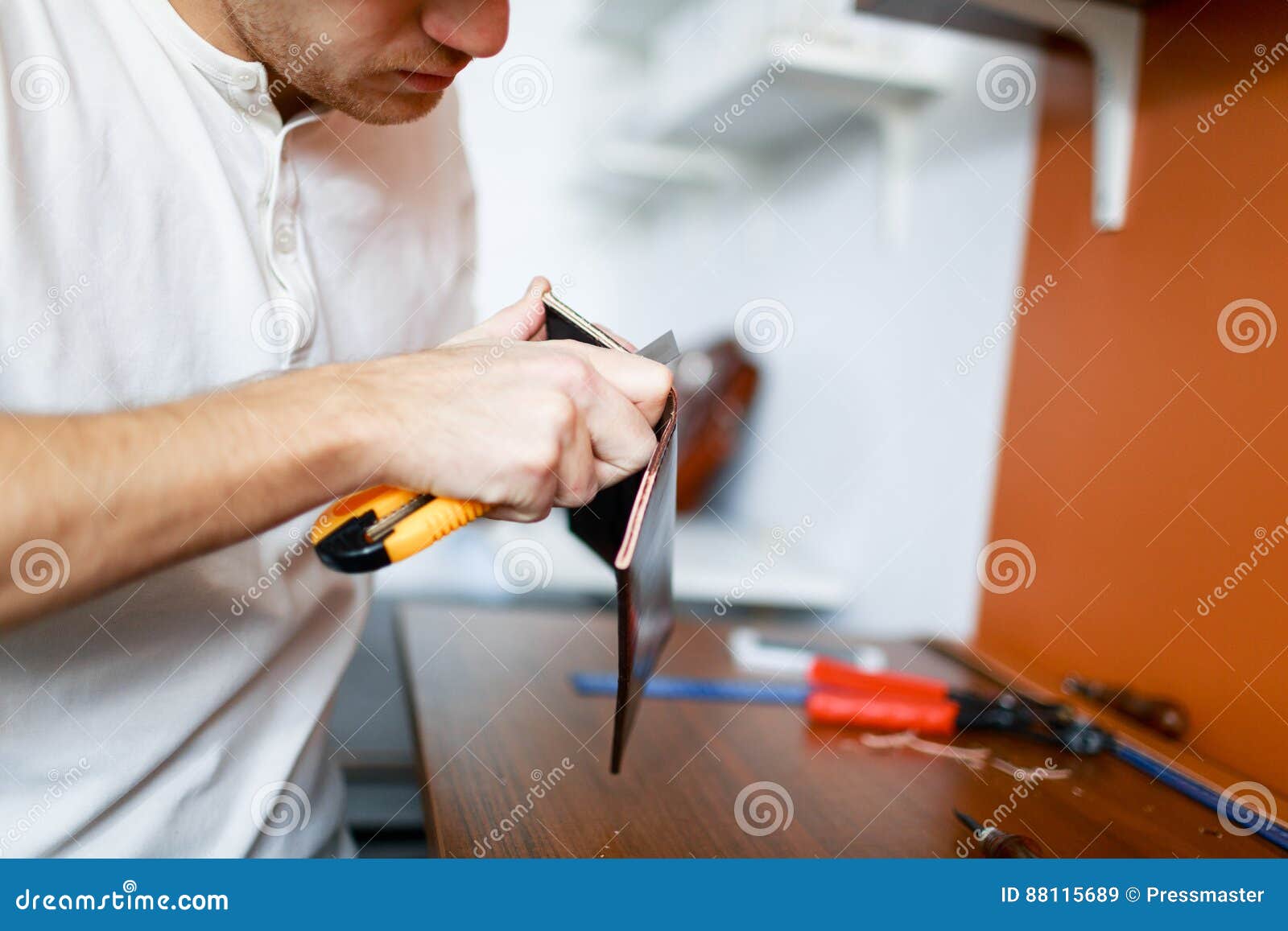 Work of tanner stock image. Image of selfemployed, hand - 88115689
