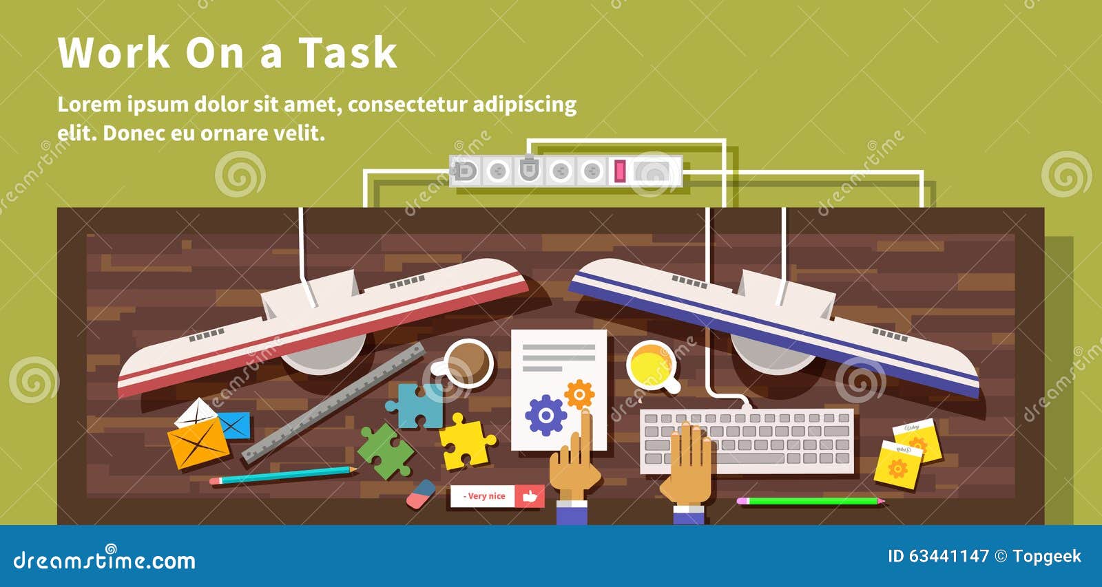 Work on Task Design Flat Style Stock Vector - Illustration of freelance ...