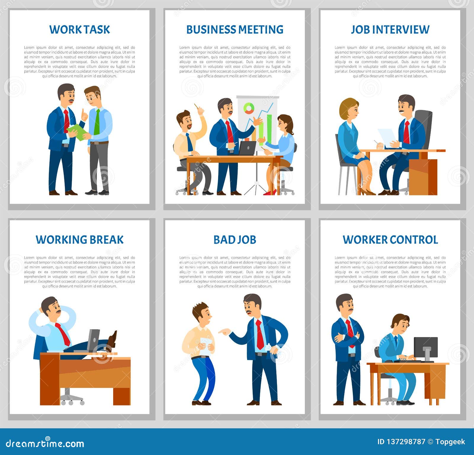 Work Task and Order of Boss, Job Interview Candidate Stock Vector ...