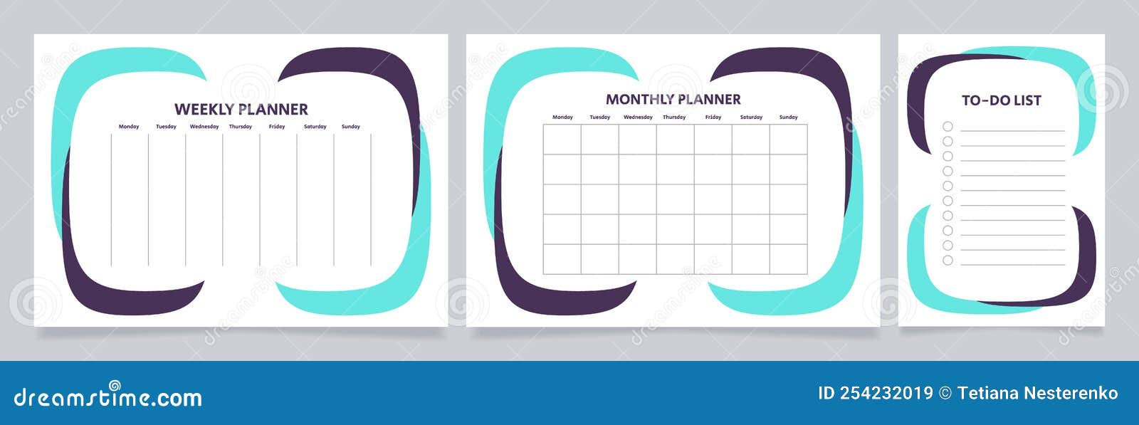 Work Tasks Planner Worksheet Design Templates Set Stock Vector ...
