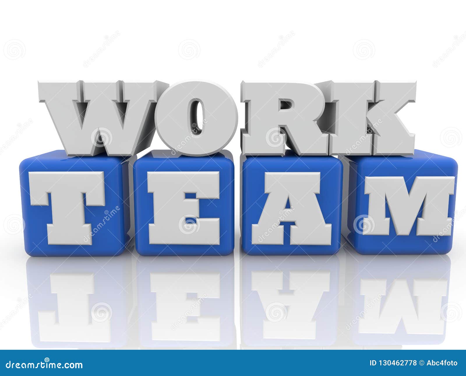 Work Team Concept on Blue Cubes on White Background Stock Illustration ...