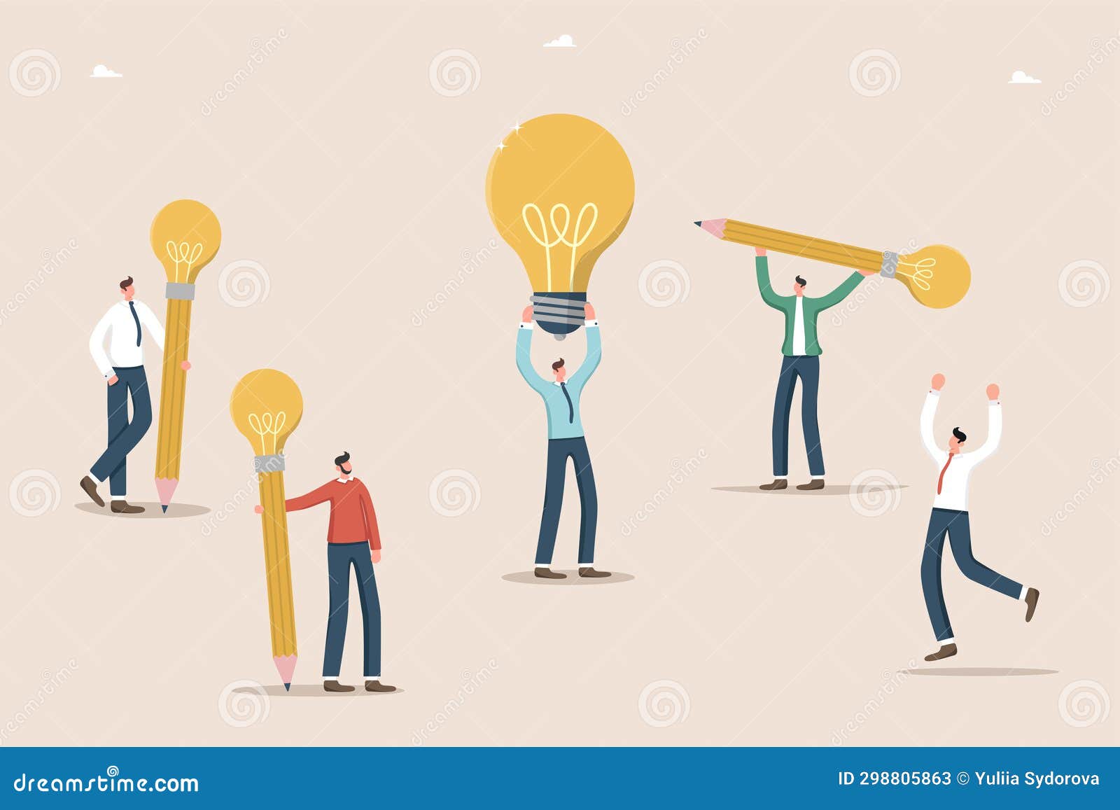 Work team create an idea stock illustration. Illustration of ...
