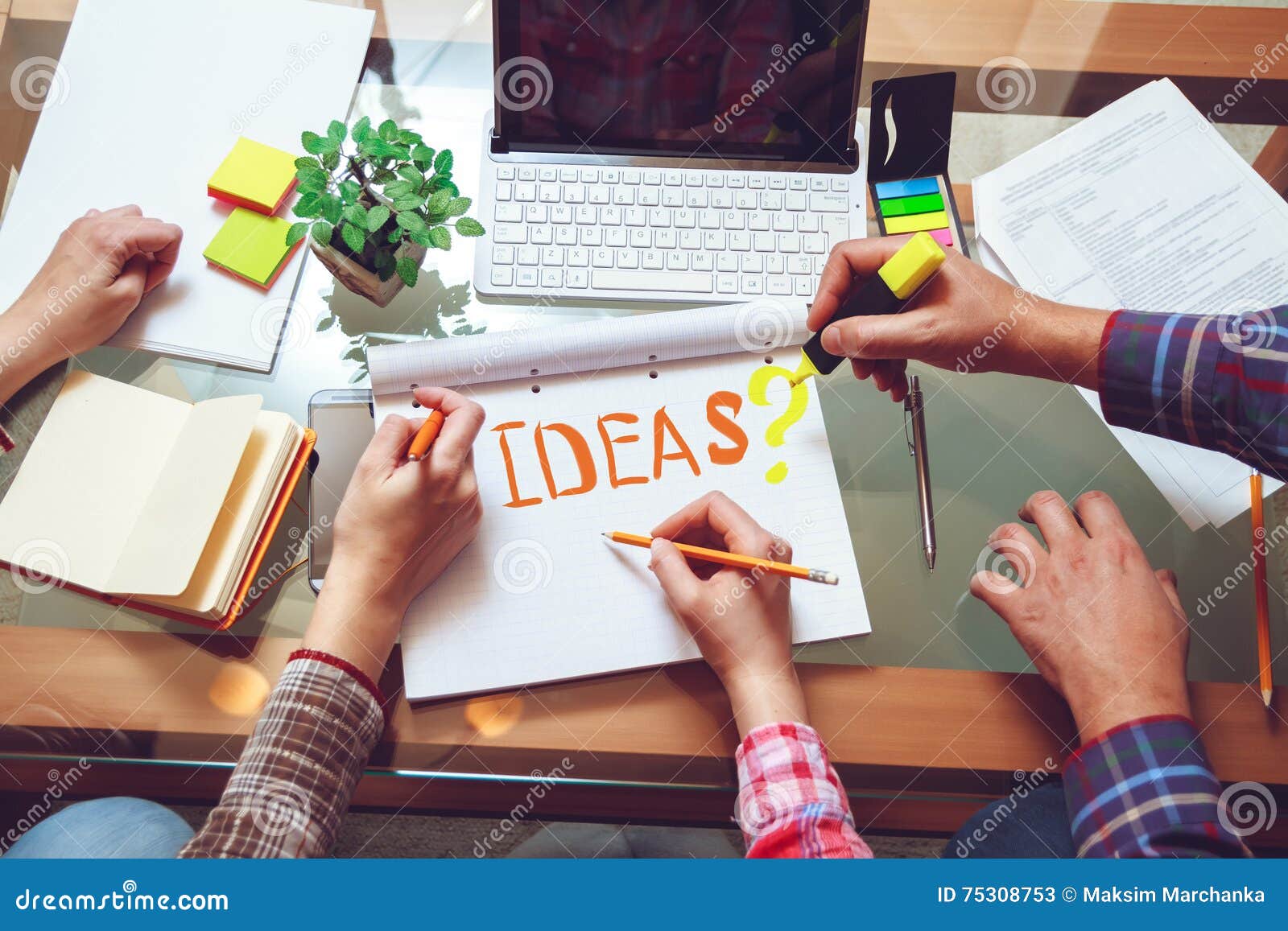 The Work Team of Designers at a Cafe Stock Image - Image of planning ...