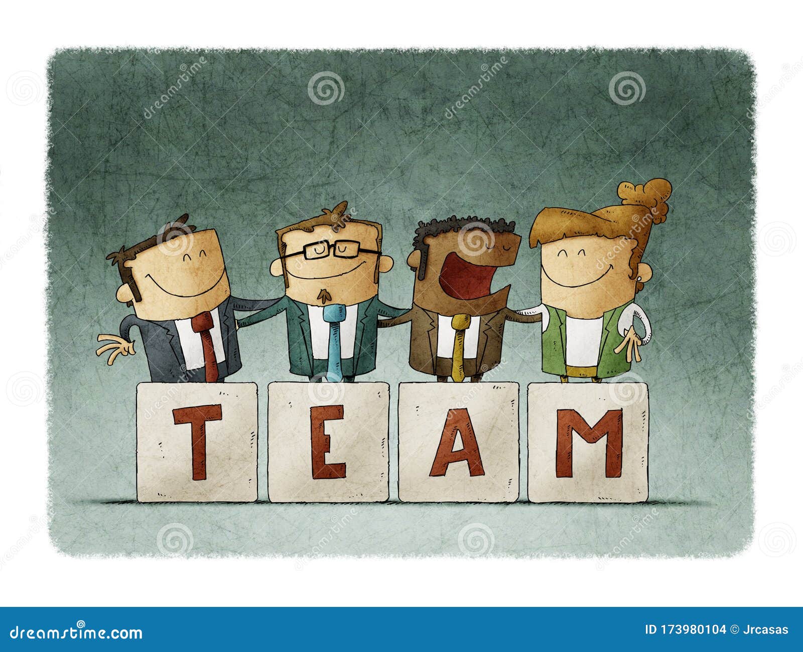 Team are Hugging Behind Some Letters that Say Team Stock Illustration ...