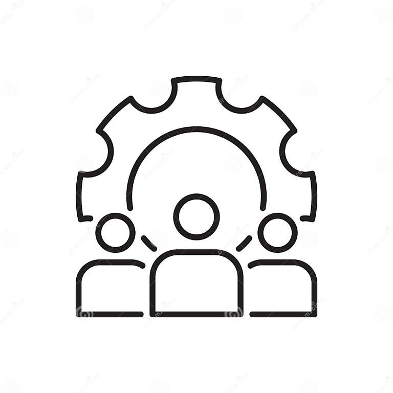 Work Team Line Icon on White Stock Vector - Illustration of isolated ...