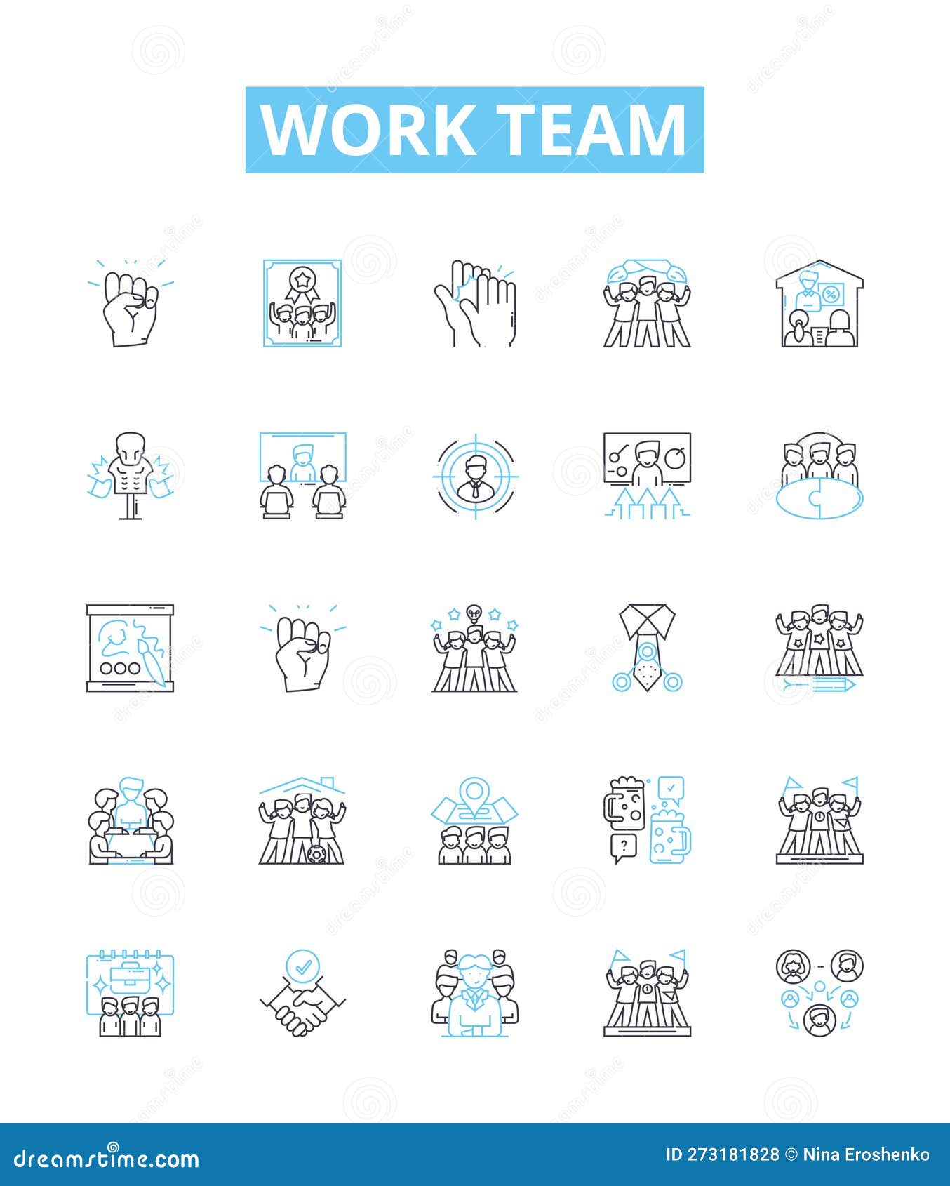 Work Team Vector Line Icons Set. Teamwork, Collaboration, Cooperation ...