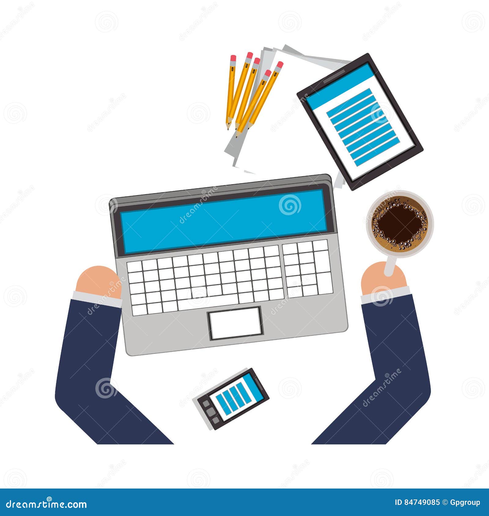 Work and Technology Concept Stock Vector - Illustration of modern ...