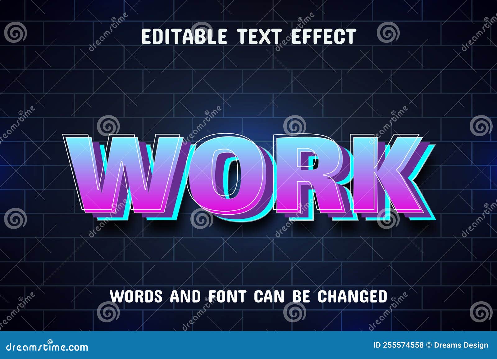 Work text - 3d text effect stock vector. Illustration of background ...