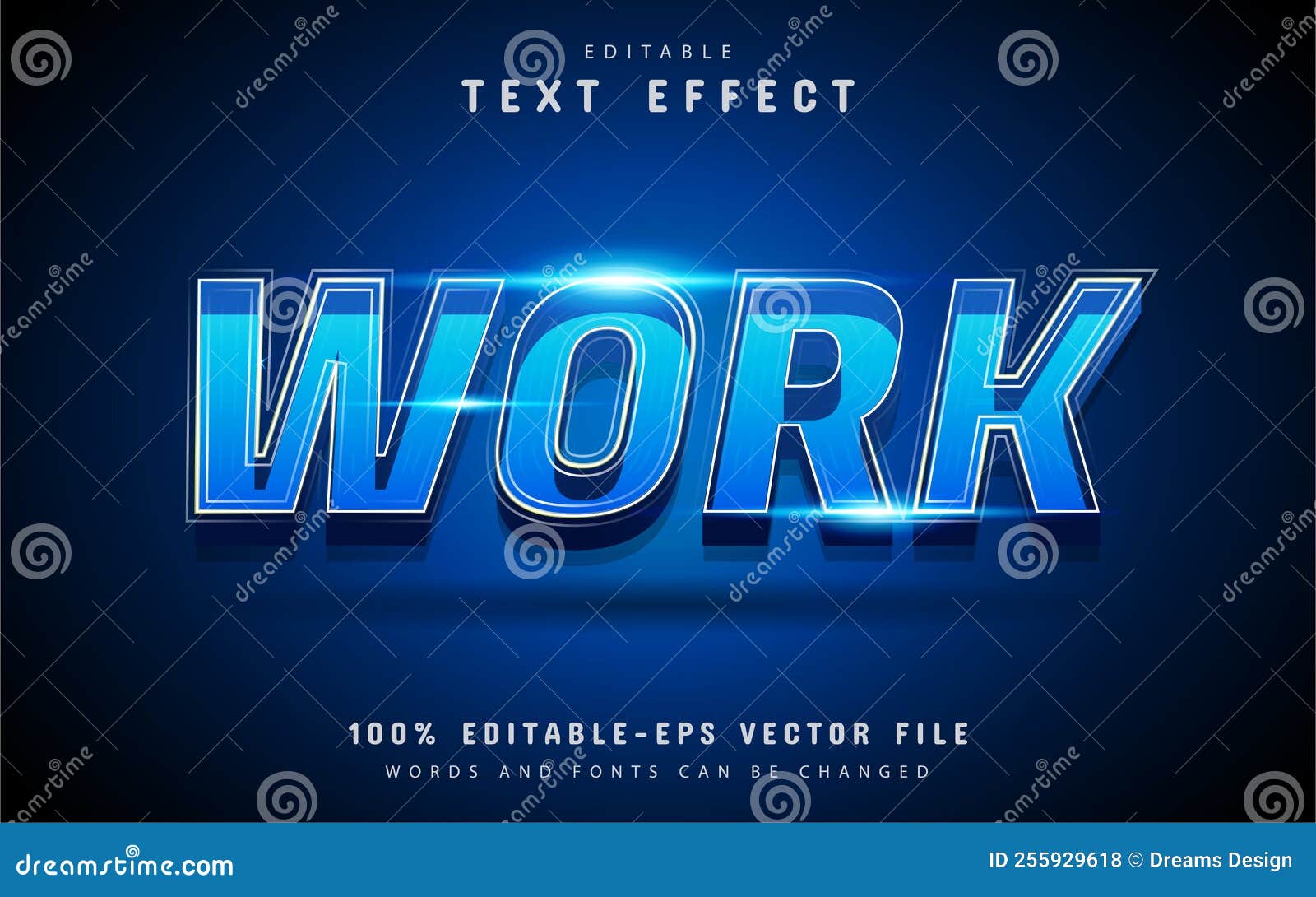 Work Text Effect with Blue Gradient Stock Vector - Illustration of ...