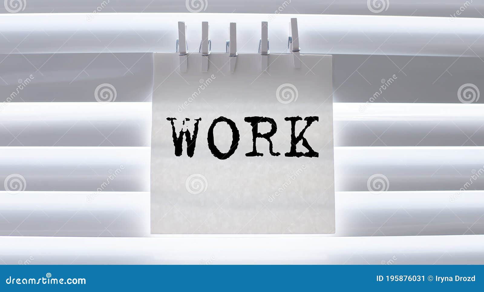 WORK Text on White Stickers on the Jalousie Stock Image - Image of ...