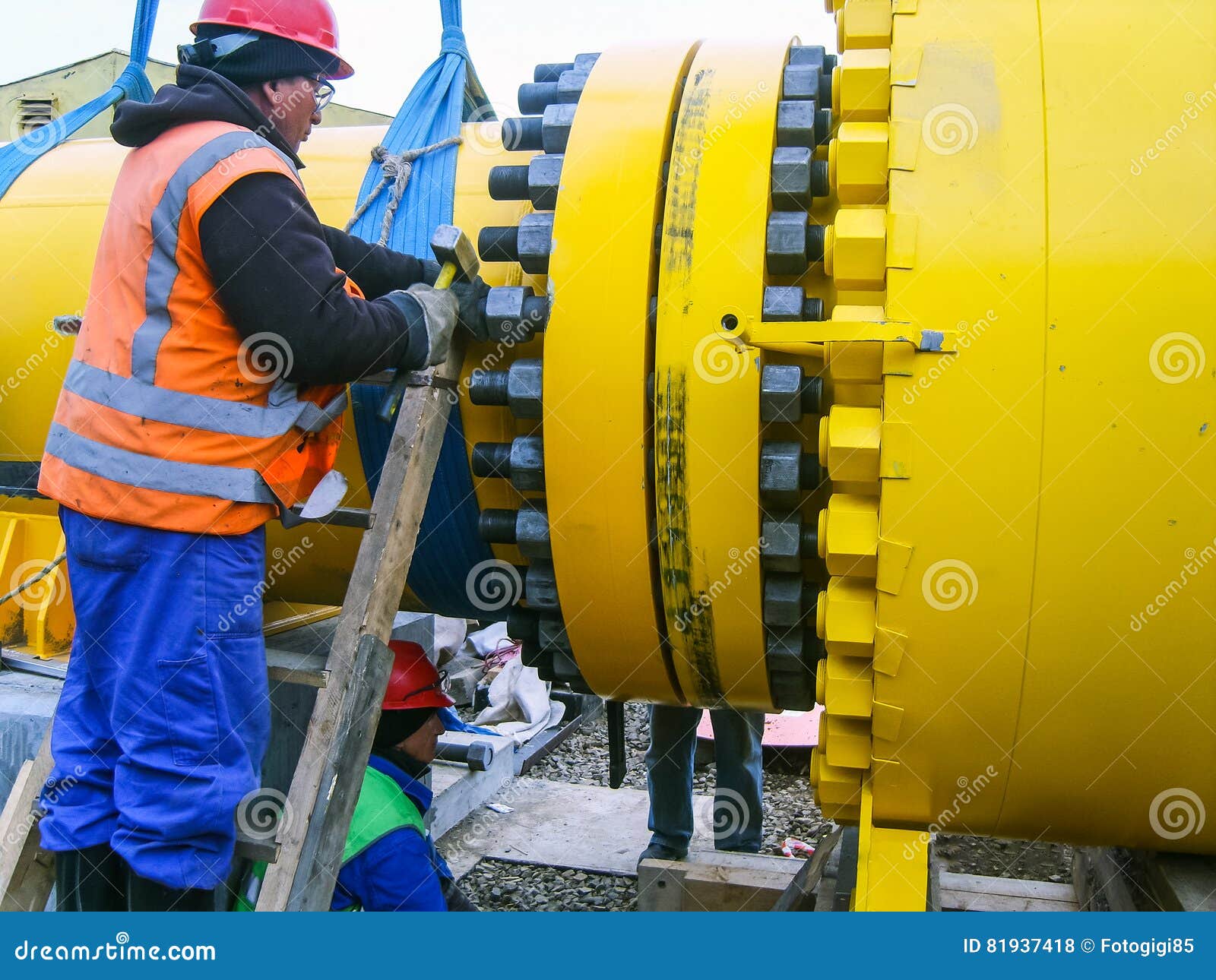 Work Tighten the Nuts on the Flange Stock Photo - Image of nuts ...