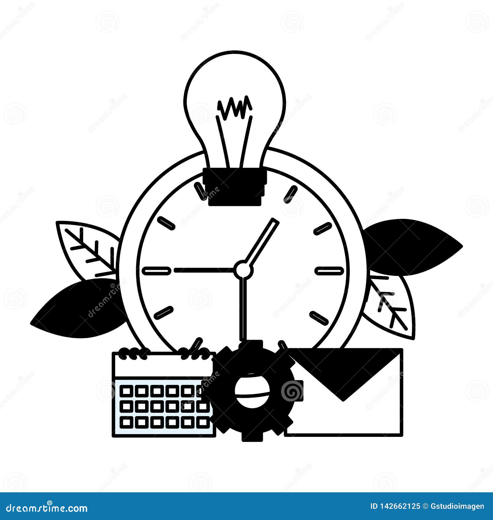 Work time clock stock vector. Illustration of management - 142662125