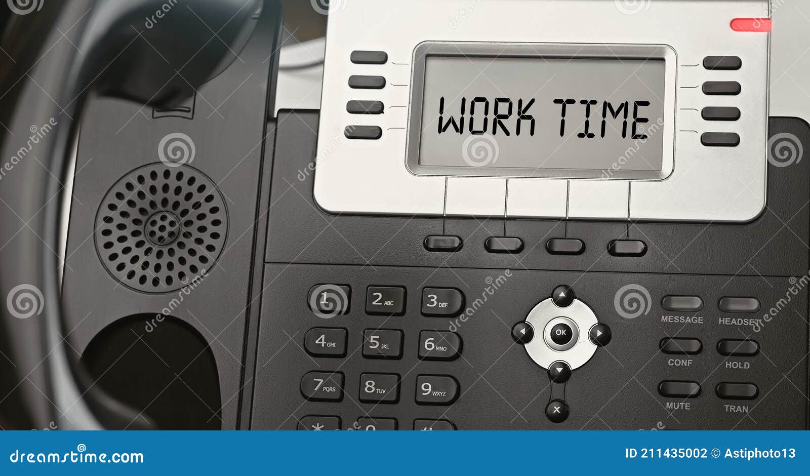 WORK TIME - Concept of Text on the IP Phone Display Stock Photo - Image ...