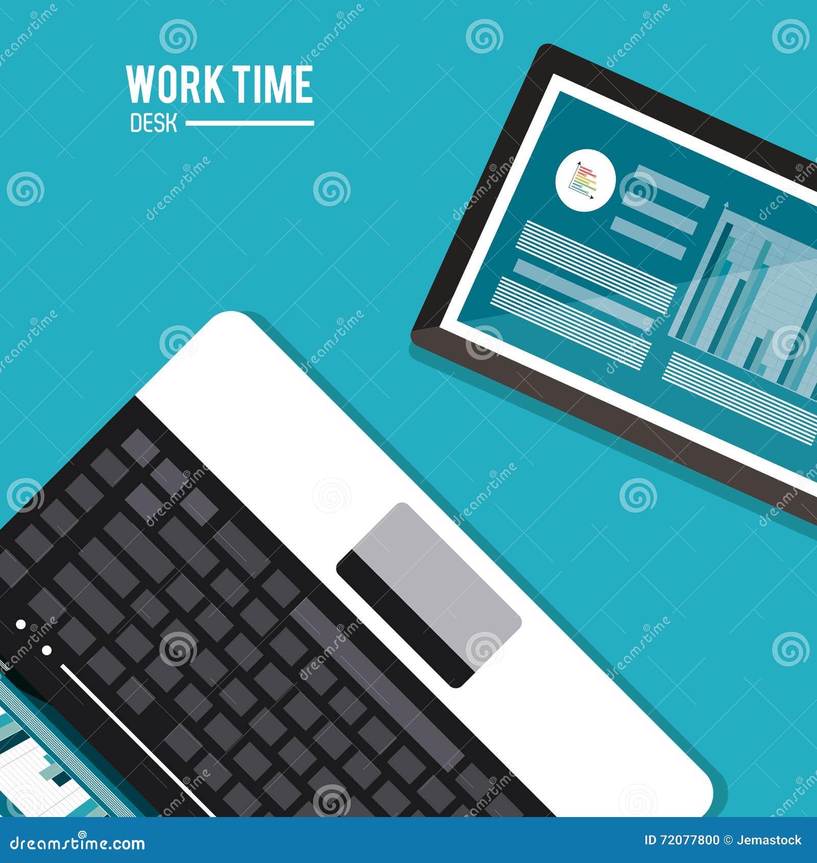 Work Time Design. Office Icon. Colorful Illustration Stock Vector ...