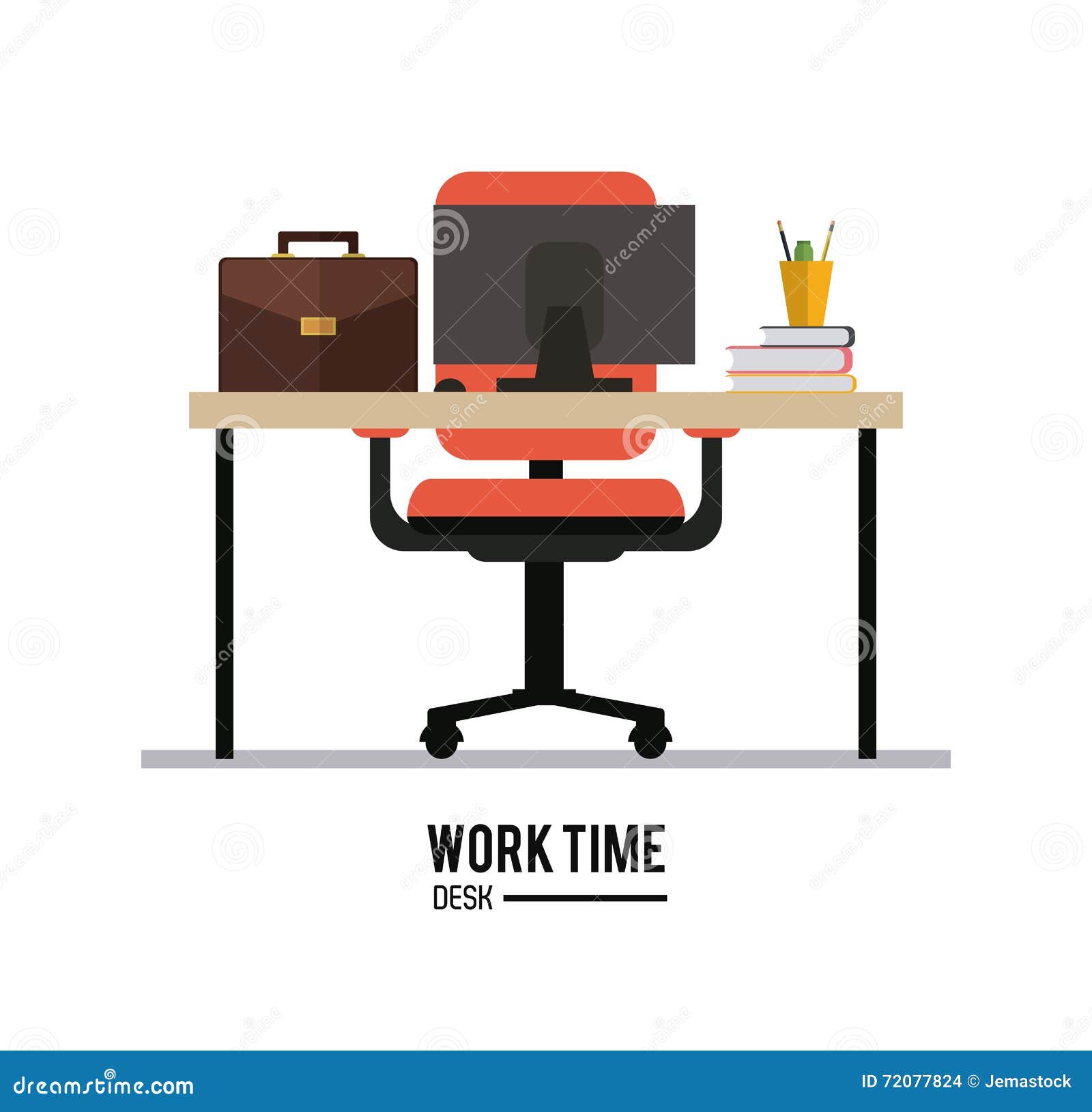 Work Time Design. Office Icon. Colorful Illustration Stock Vector ...