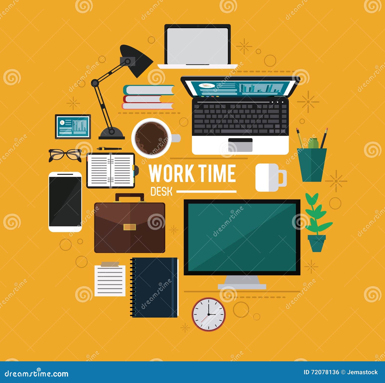 Work Time Design. Office Icon. Colorful Illustration Stock Vector ...