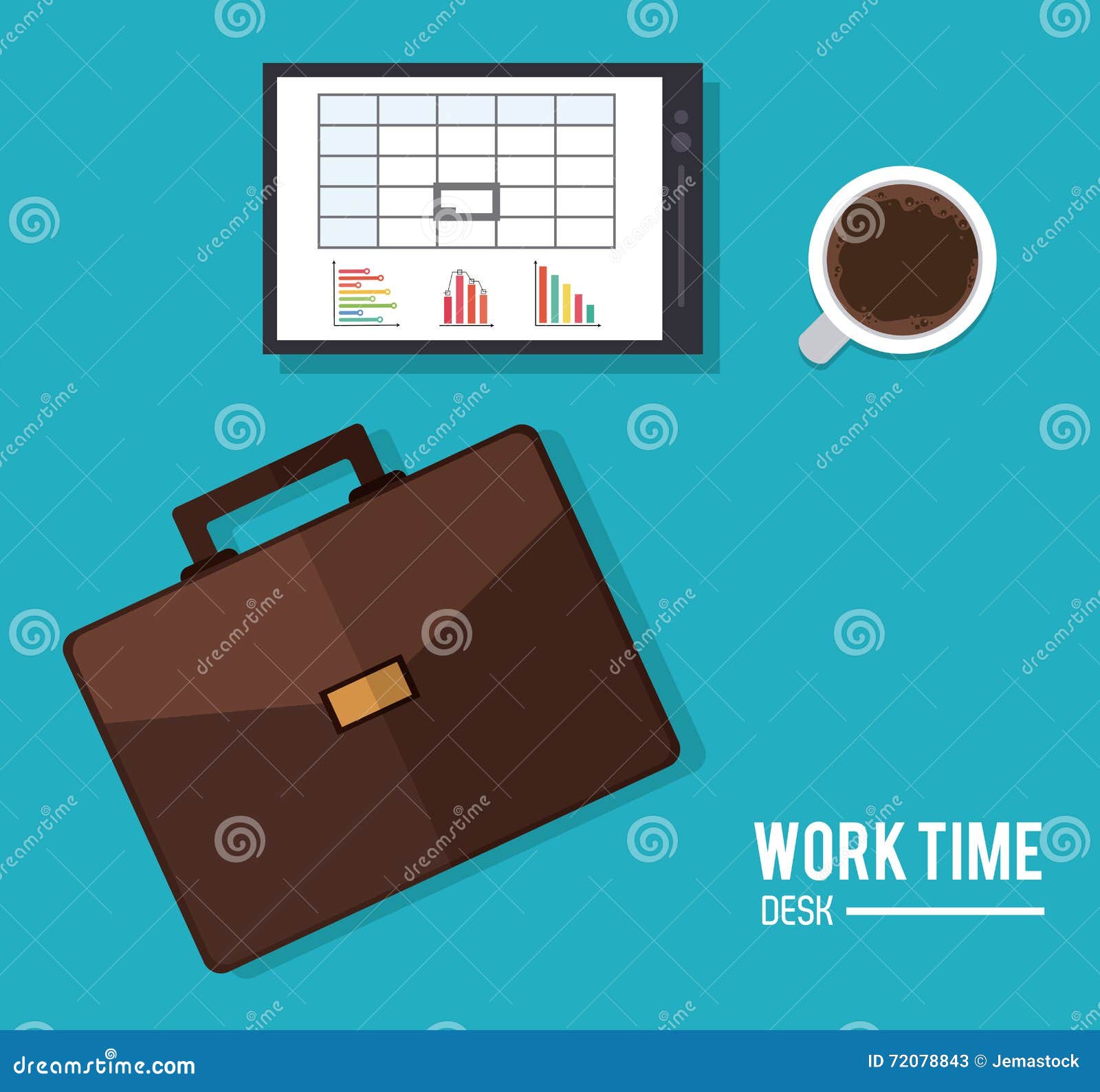 Work Time Design. Office Icon. Colorful Illustration Stock Vector ...