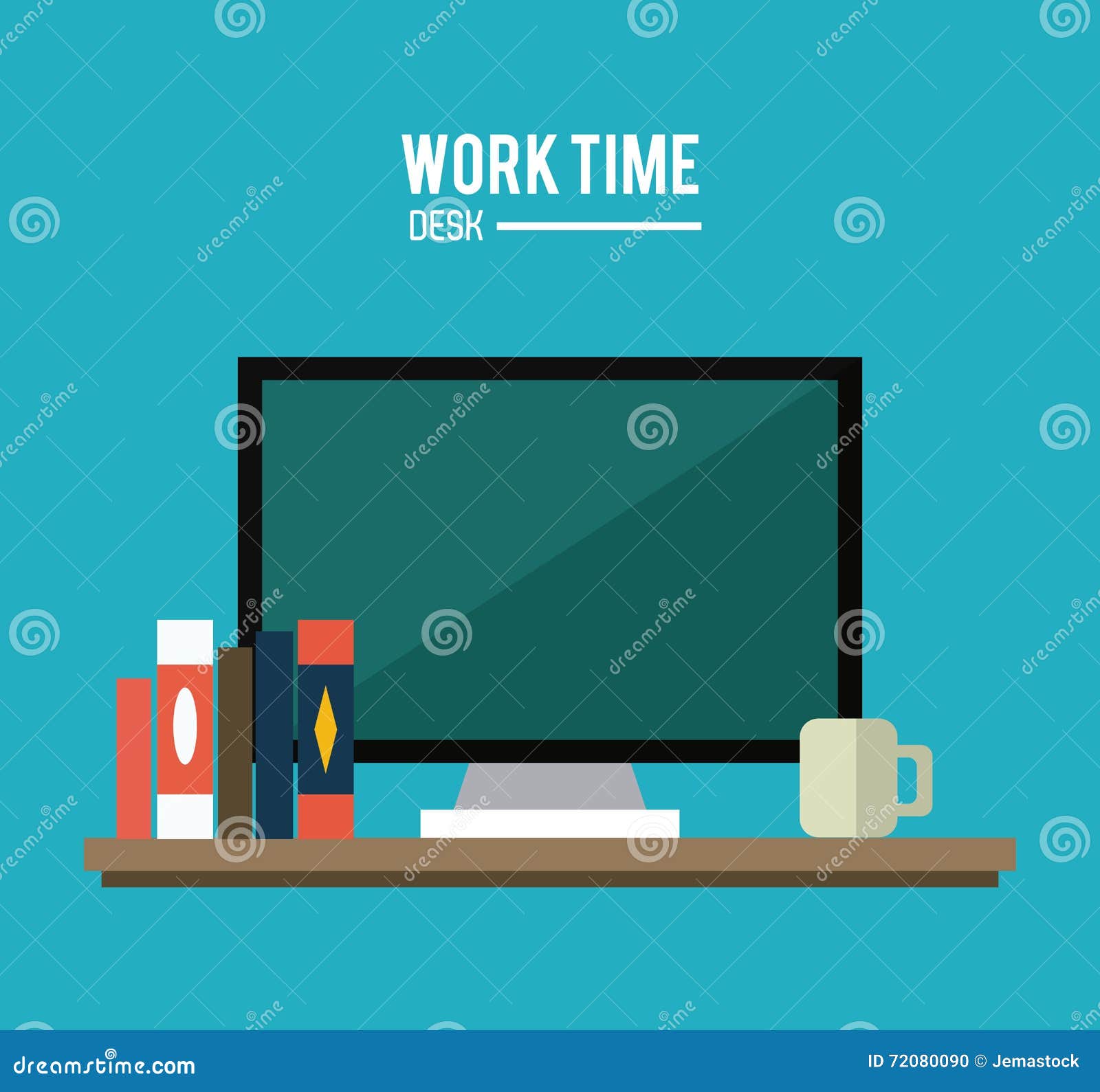 Work Time Design. Office Icon. Colorful Illustration Stock Vector ...