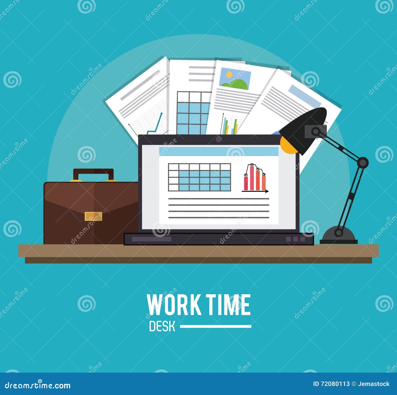 Work Time Design. Office Icon. Colorful Illustration Stock Vector ...