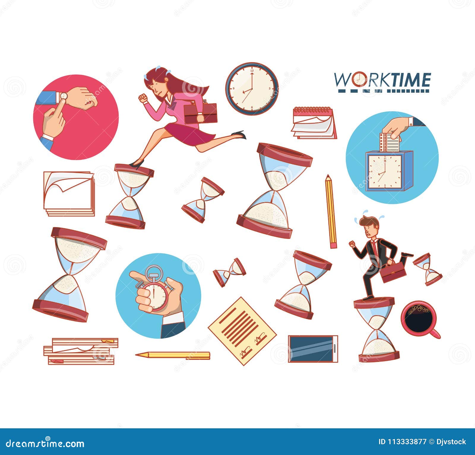 Work time elements icons stock vector. Illustration of clockwork ...