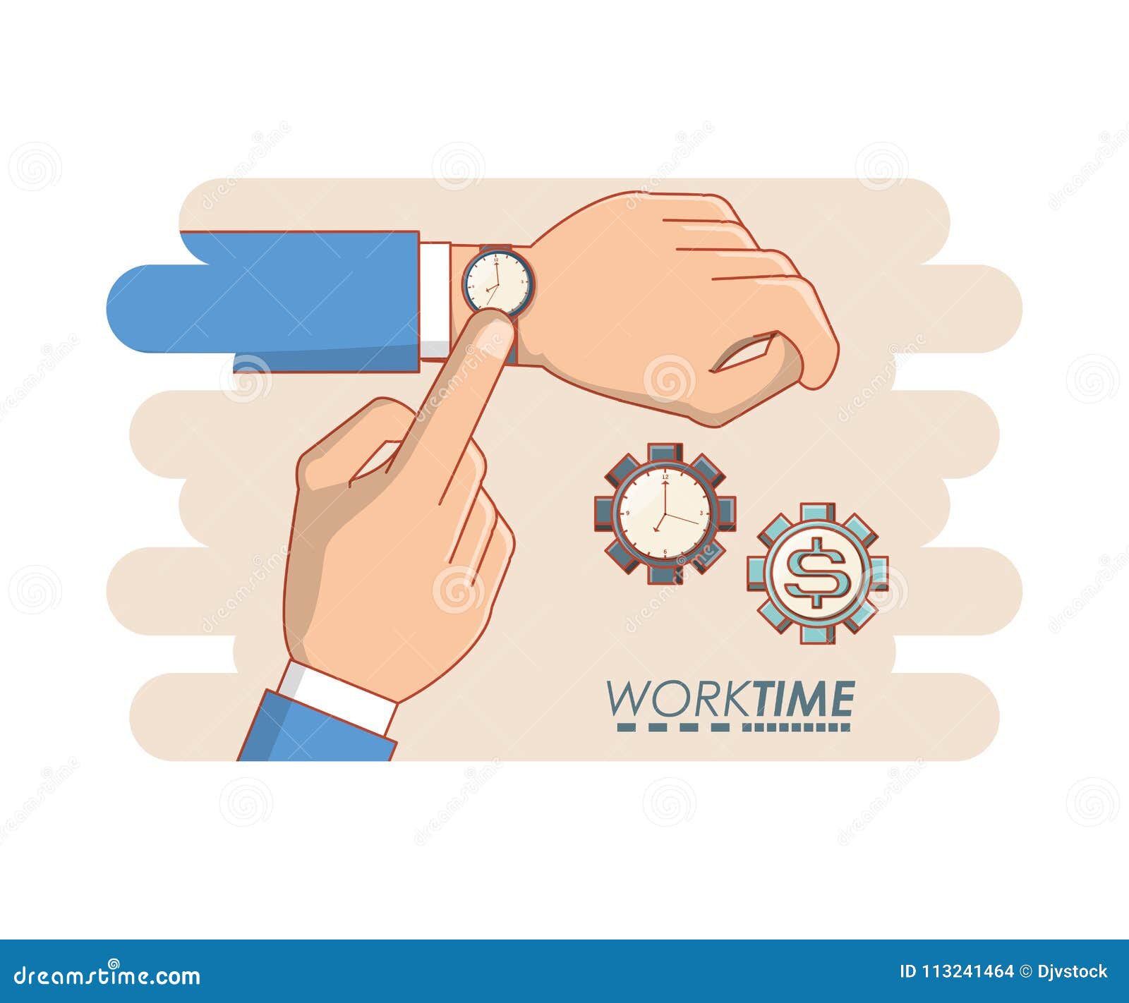 Work time elements icons stock vector. Illustration of clockwork ...