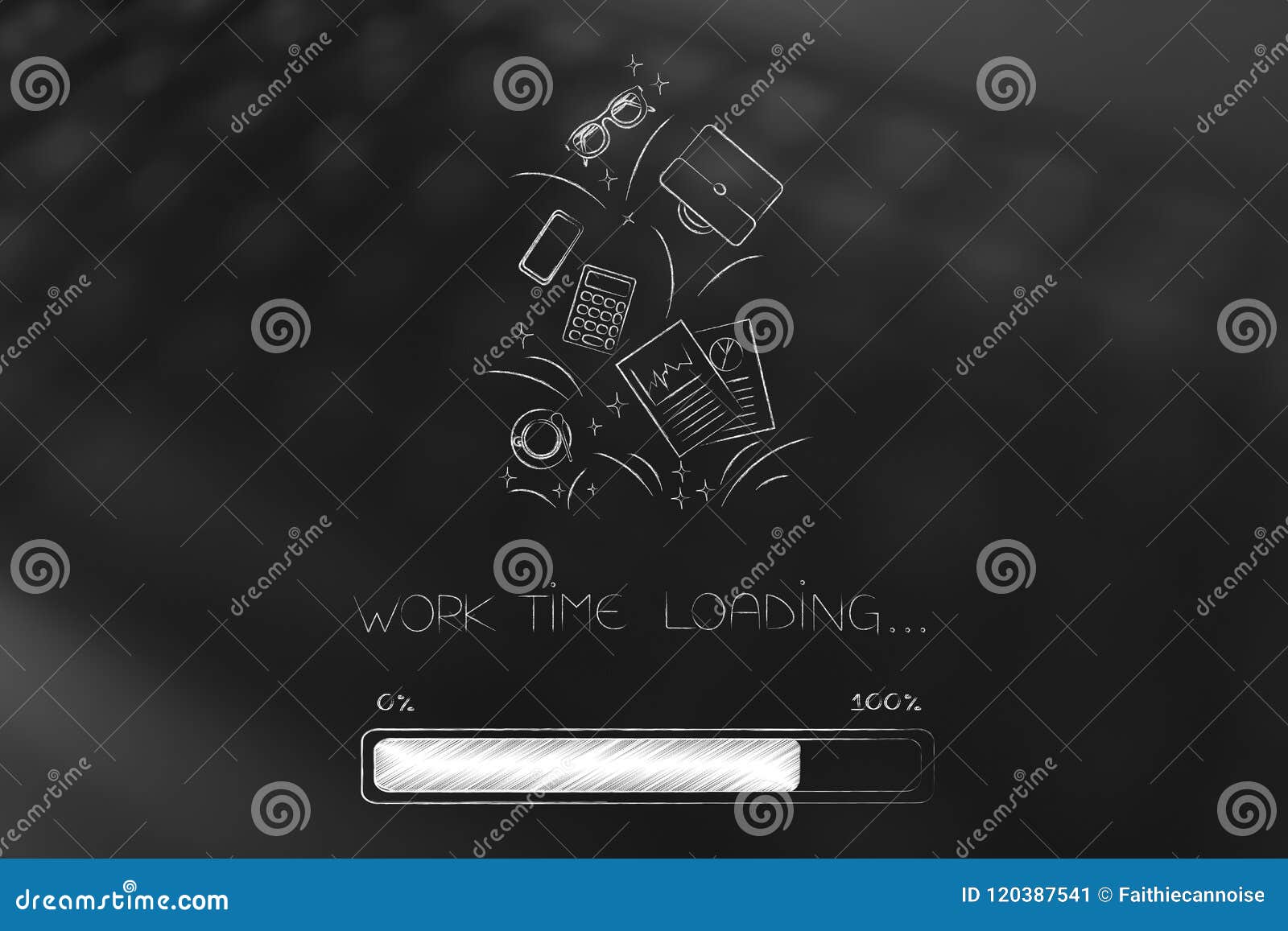 Work Time Loading Progress Bar with Group of Office and Business Stock ...
