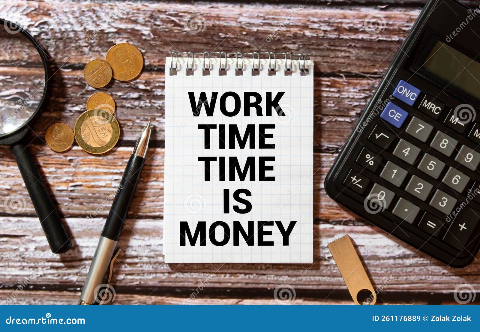Work Time Time is Money, Business Concept Stock Image - Image of text ...