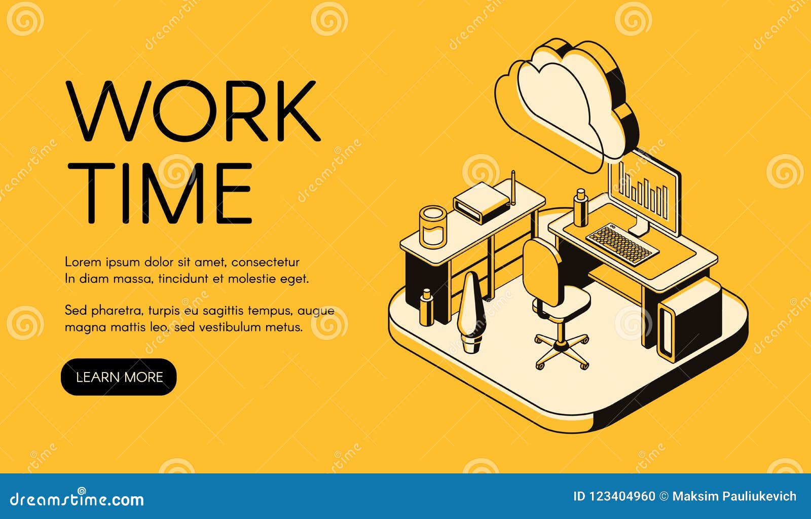 Work Time and Office Workplace Vector Illustration Stock Vector ...