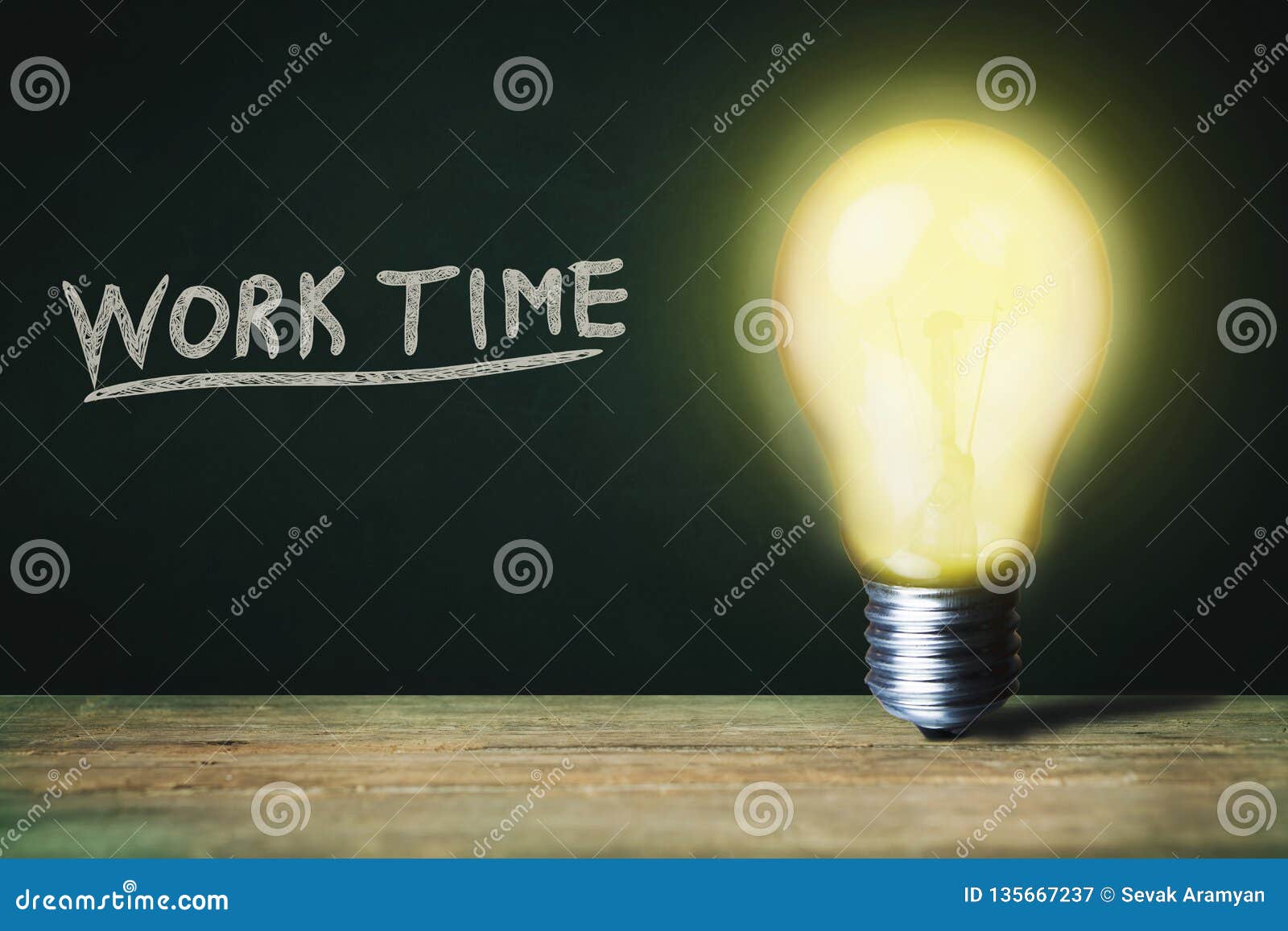 Work Time text stock image. Image of bulb, deadline - 135667237