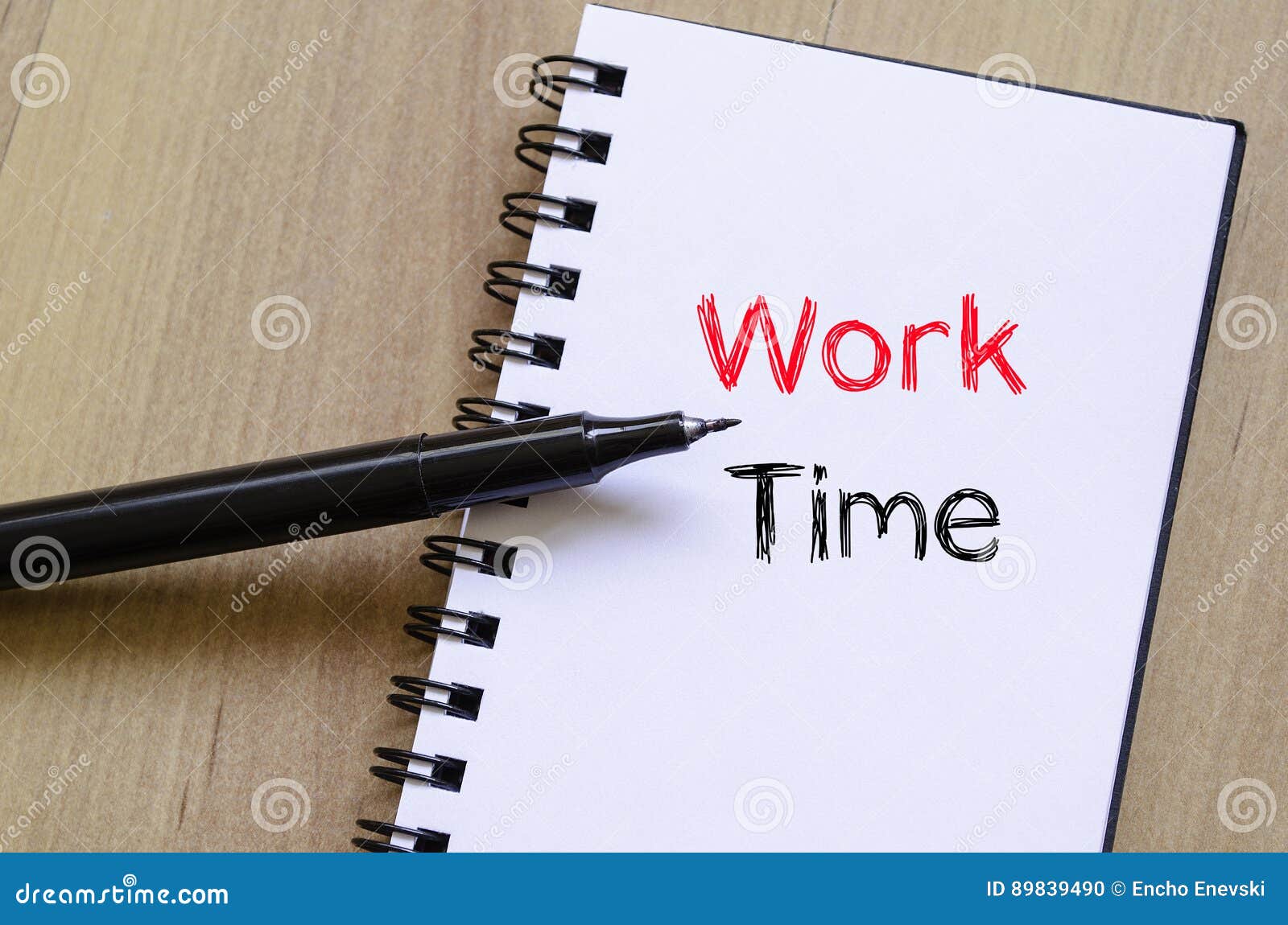 Work Time Text Concept on Notebook Stock Photo - Image of management ...