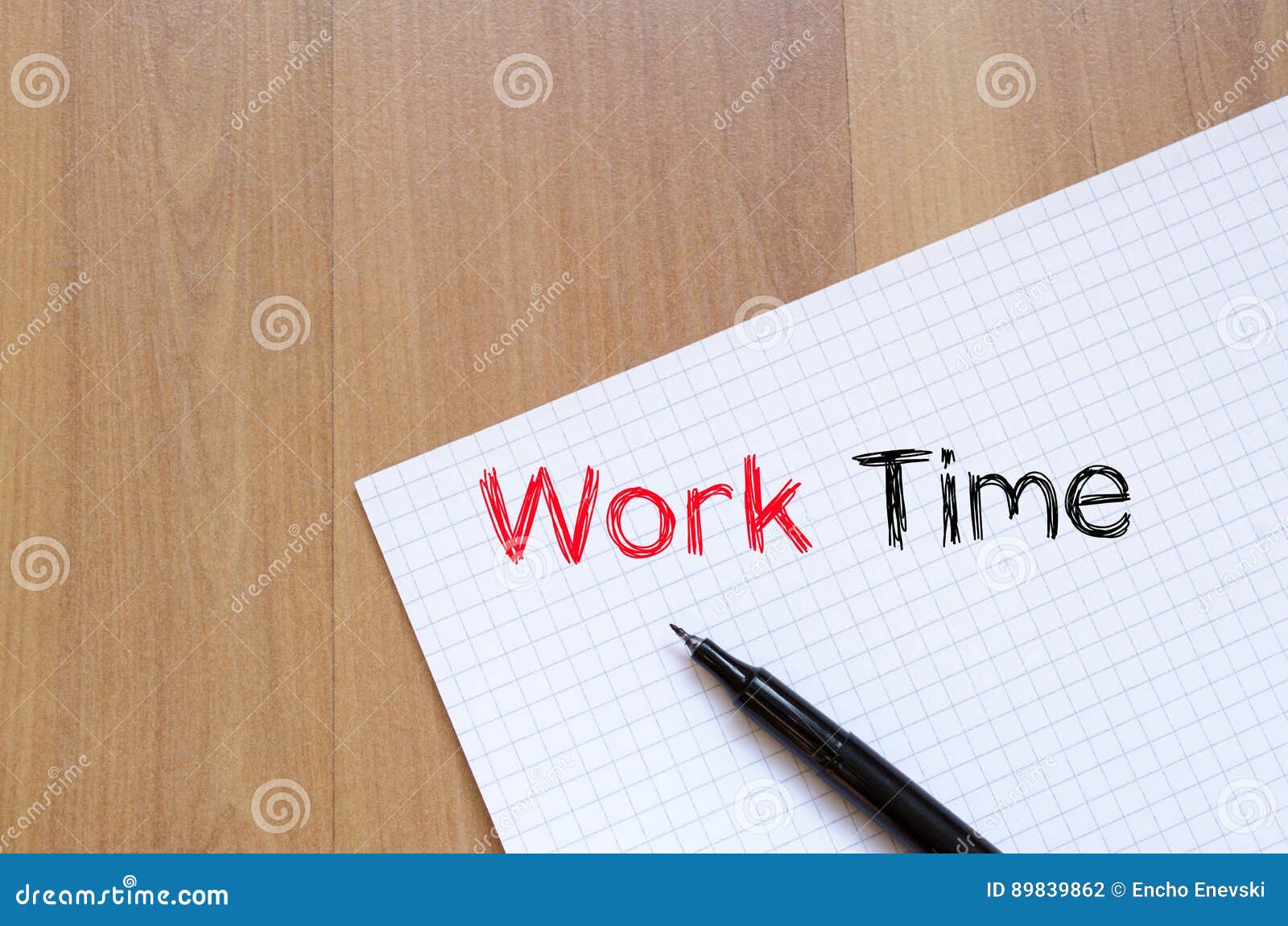 Work Time Text Concept on Notebook Stock Photo - Image of pencil, open ...