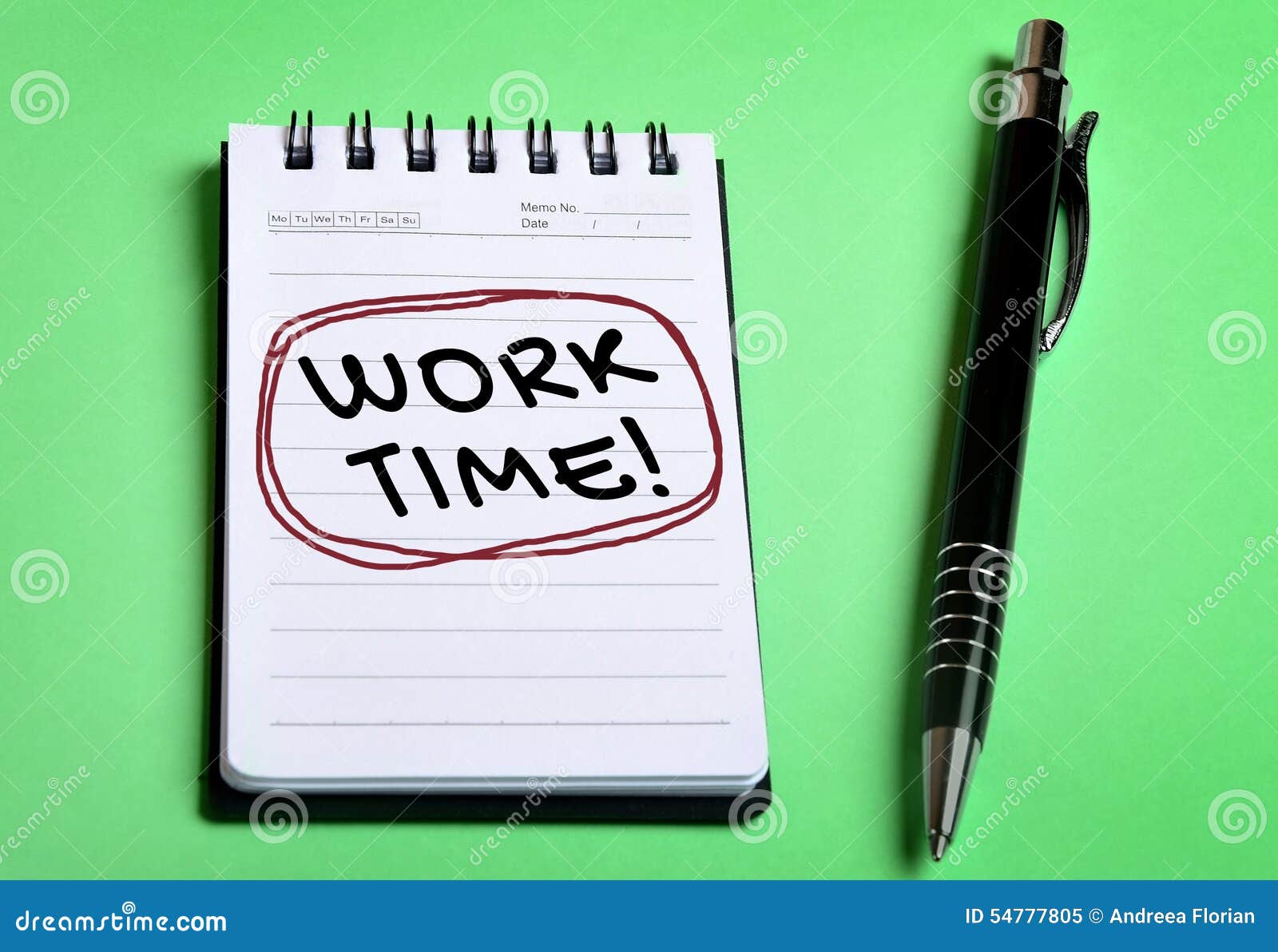 Work time word on notebook stock image. Image of lined - 54777805