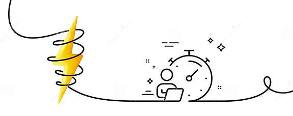 Work Timer Line Icon. Task Stopwatch Time Sign. Continuous Line with Curl. Vector Stock ...