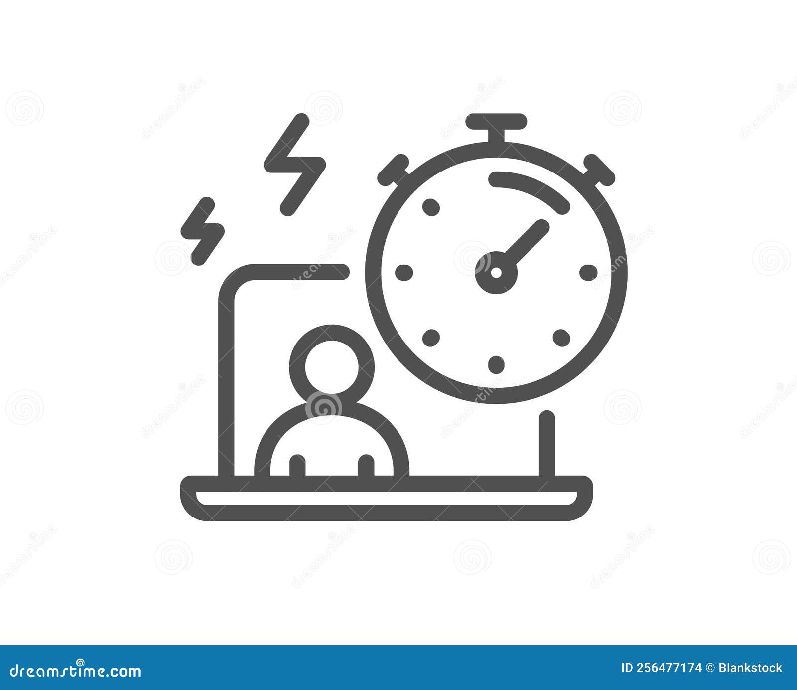 Work Timer Line Icon. Task Stopwatch Time Sign. Vector Stock Vector ...