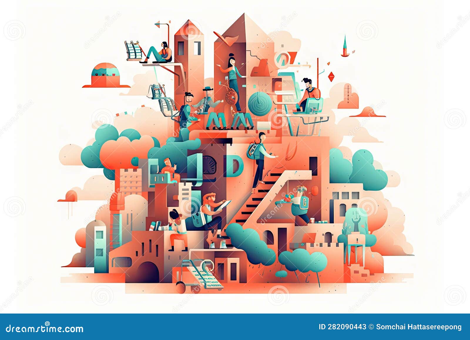 Work Together for Tech Company Illustration Generated with AI Stock ...