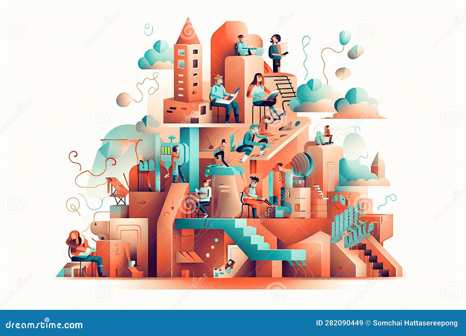 Work Together for Tech Company Illustration Generated with AI Stock ...