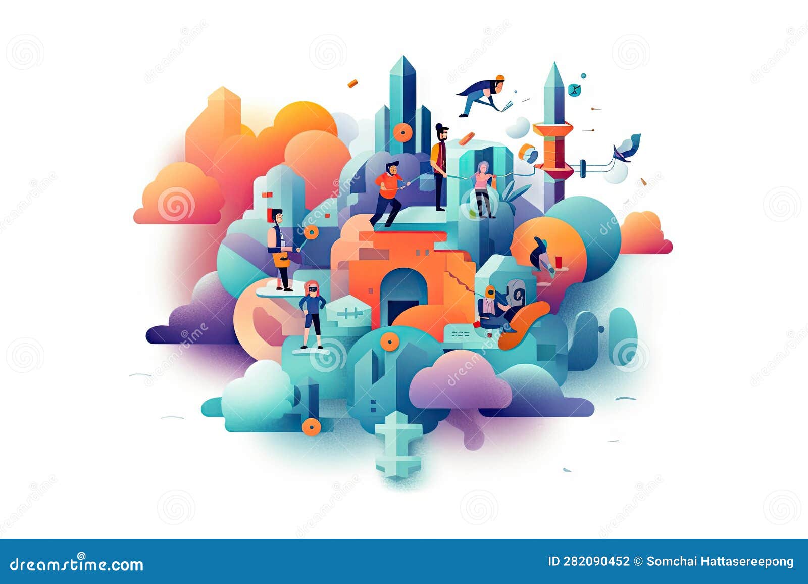Work Together for Tech Company Illustration Generated with AI Stock ...