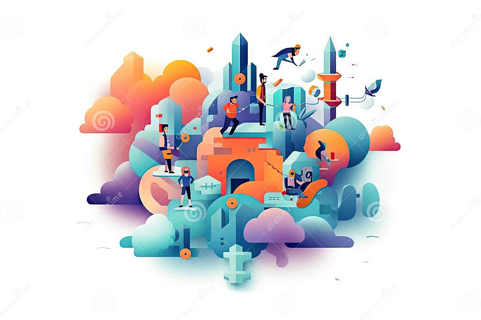 Work Together for Tech Company Illustration Generated with AI Stock ...