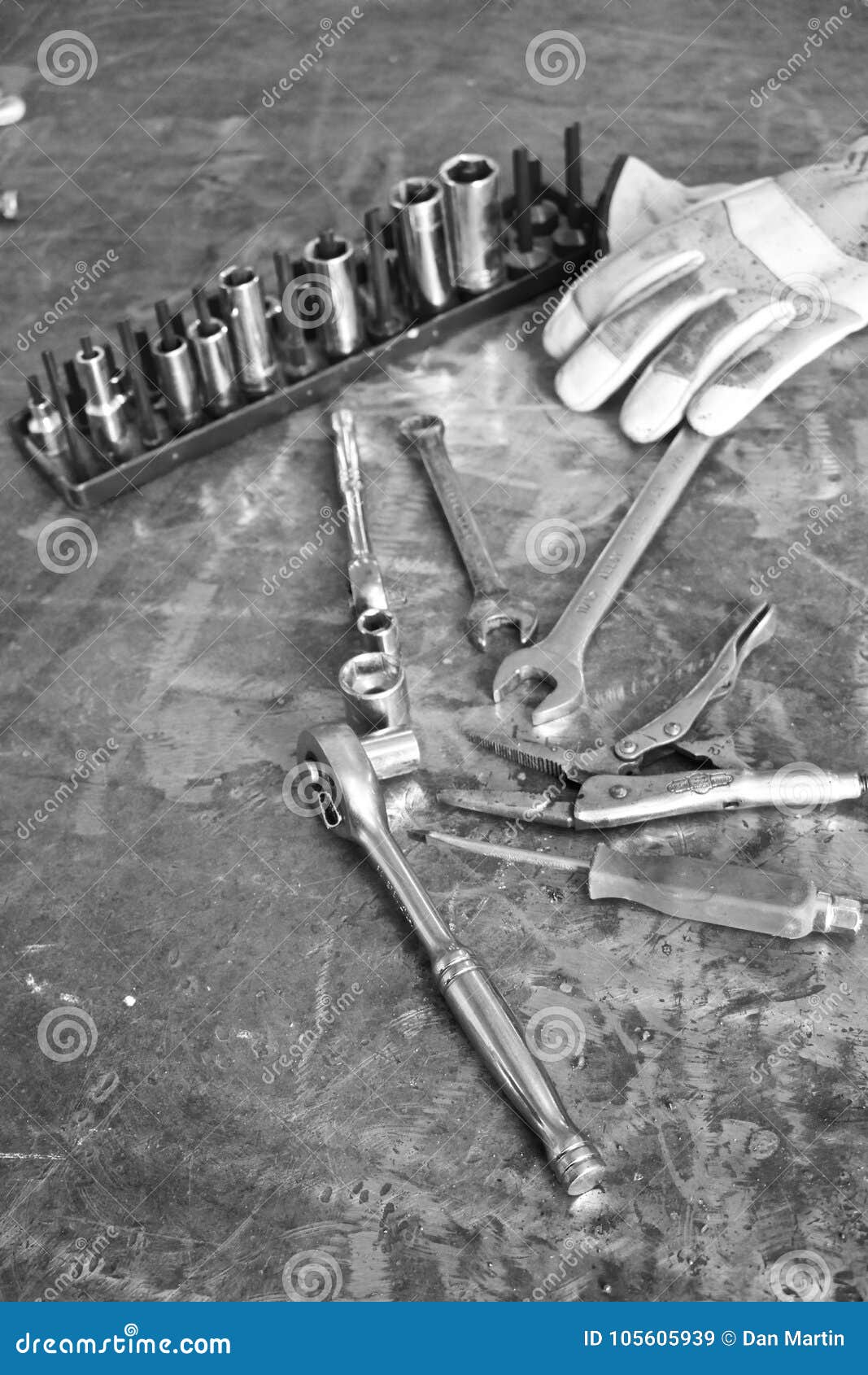 Work Tool Collection- Black and White Stock Image - Image of flat ...