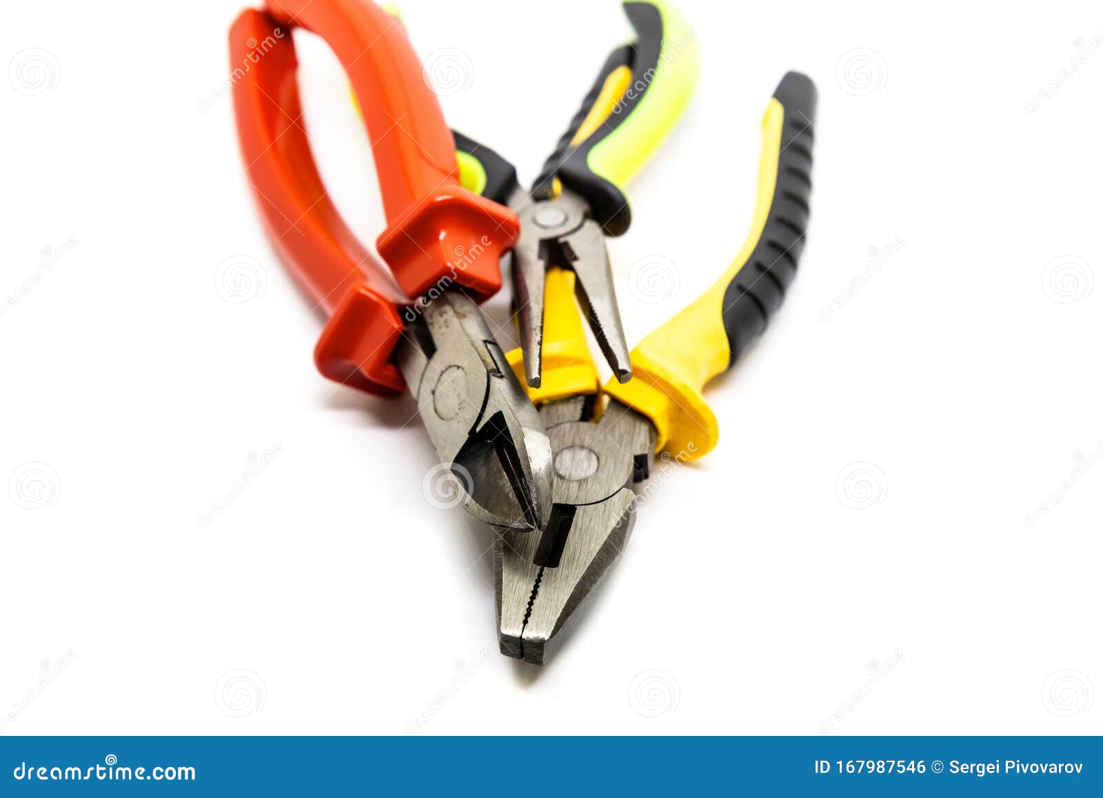 Work Tool. Red Pliers Side Cutters Close Up Isolated White Background ...