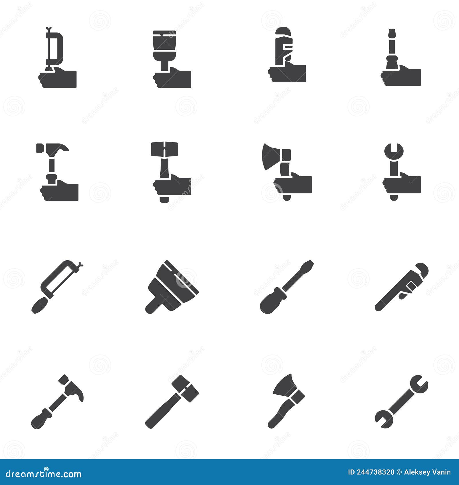 Work tool vector icons set stock vector. Illustration of brush - 244738320