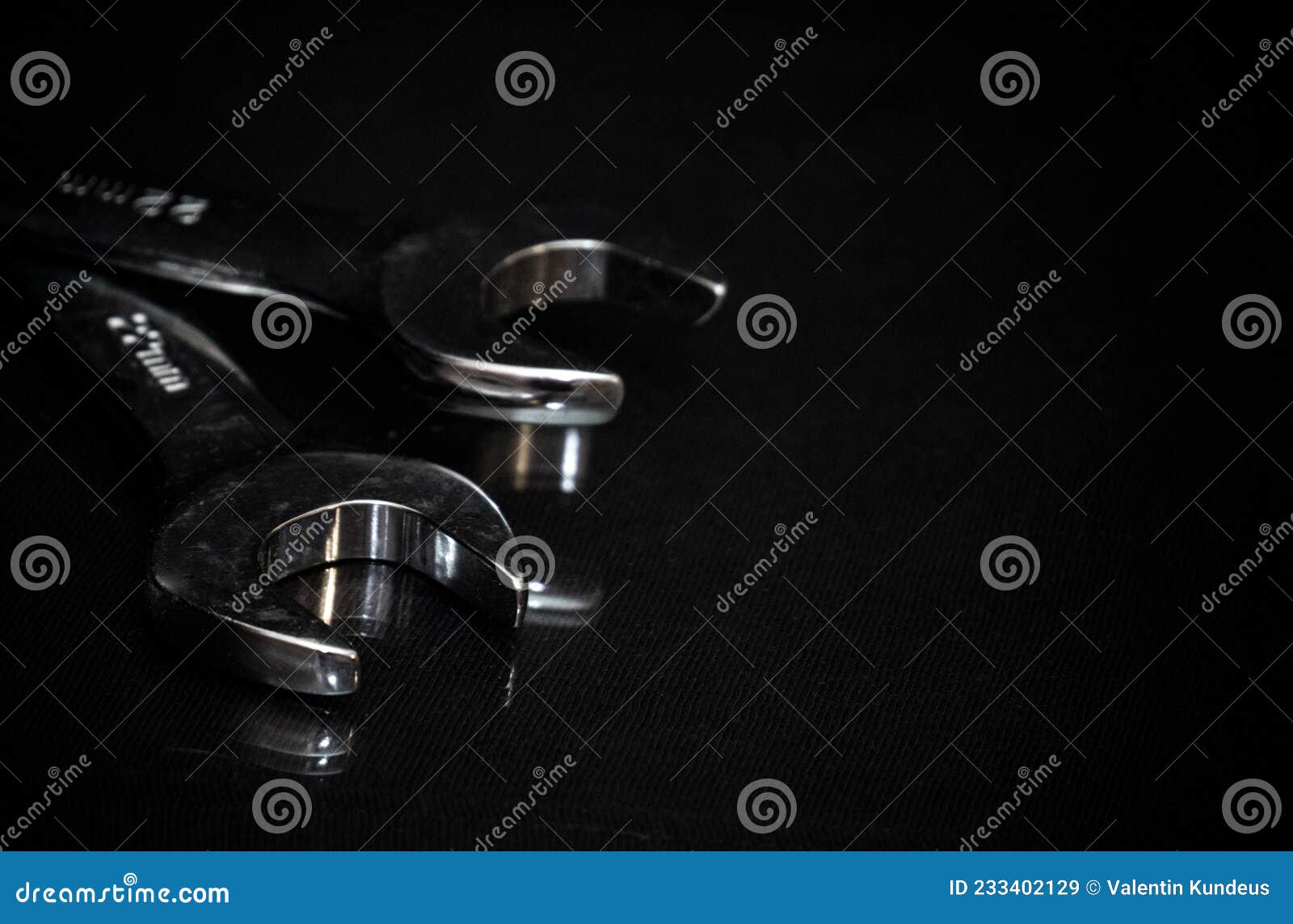 Work Tool of the Wizard. Wrenches on Black Surface Stock Image - Image ...