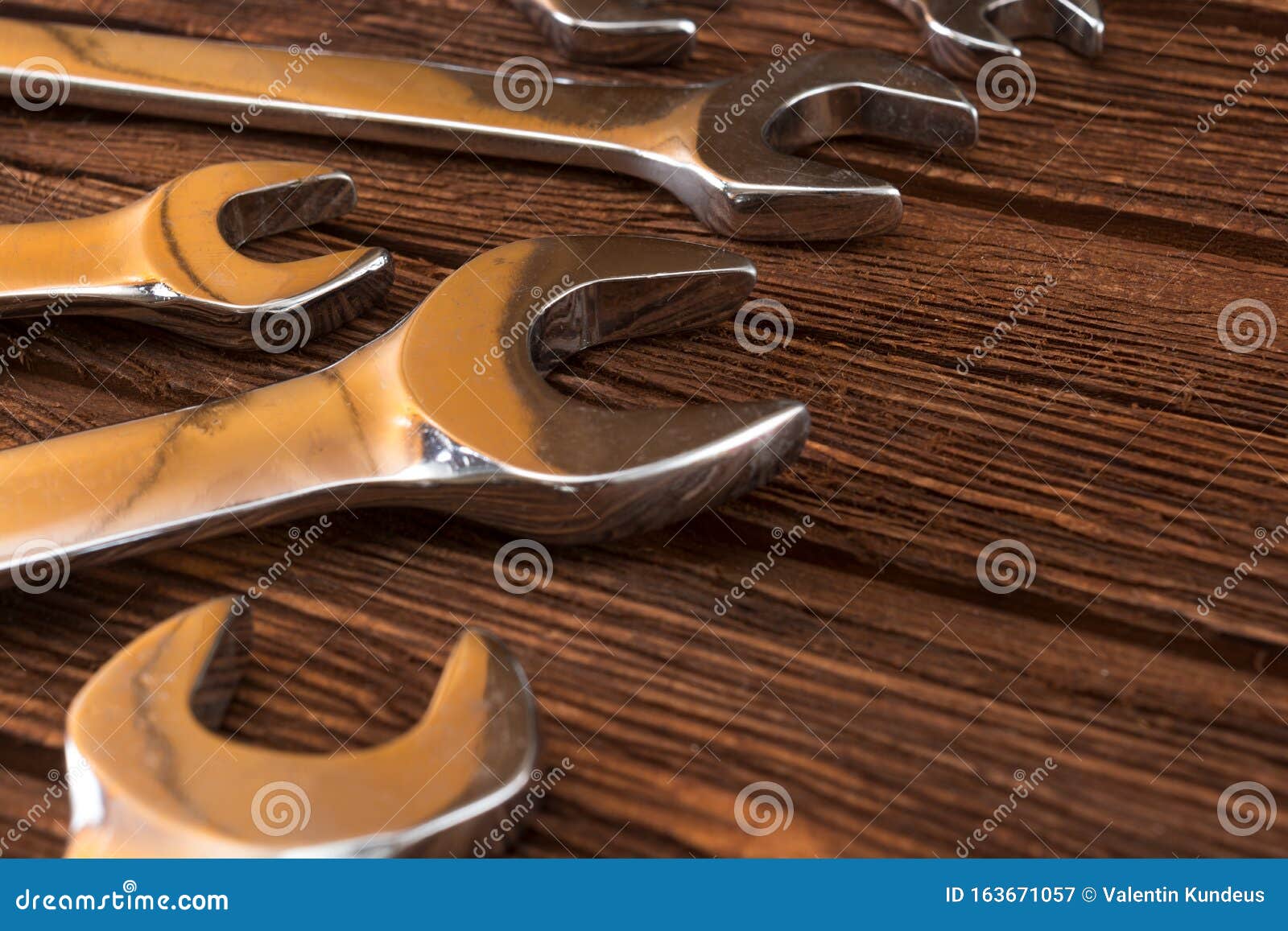 Work Tool of the Wizard. Wrenches on a Wooden Surface Stock Image ...