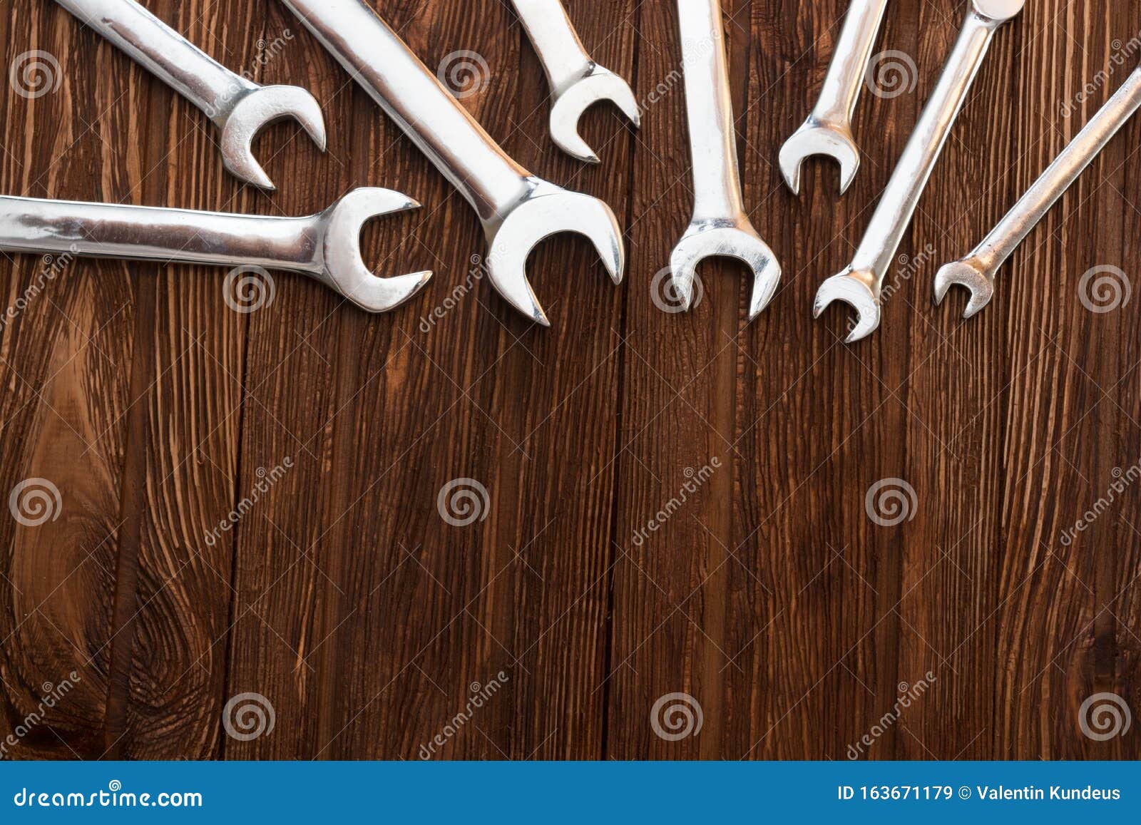 Work Tool of the Wizard. Wrenches on a Wooden Surface Stock Image ...